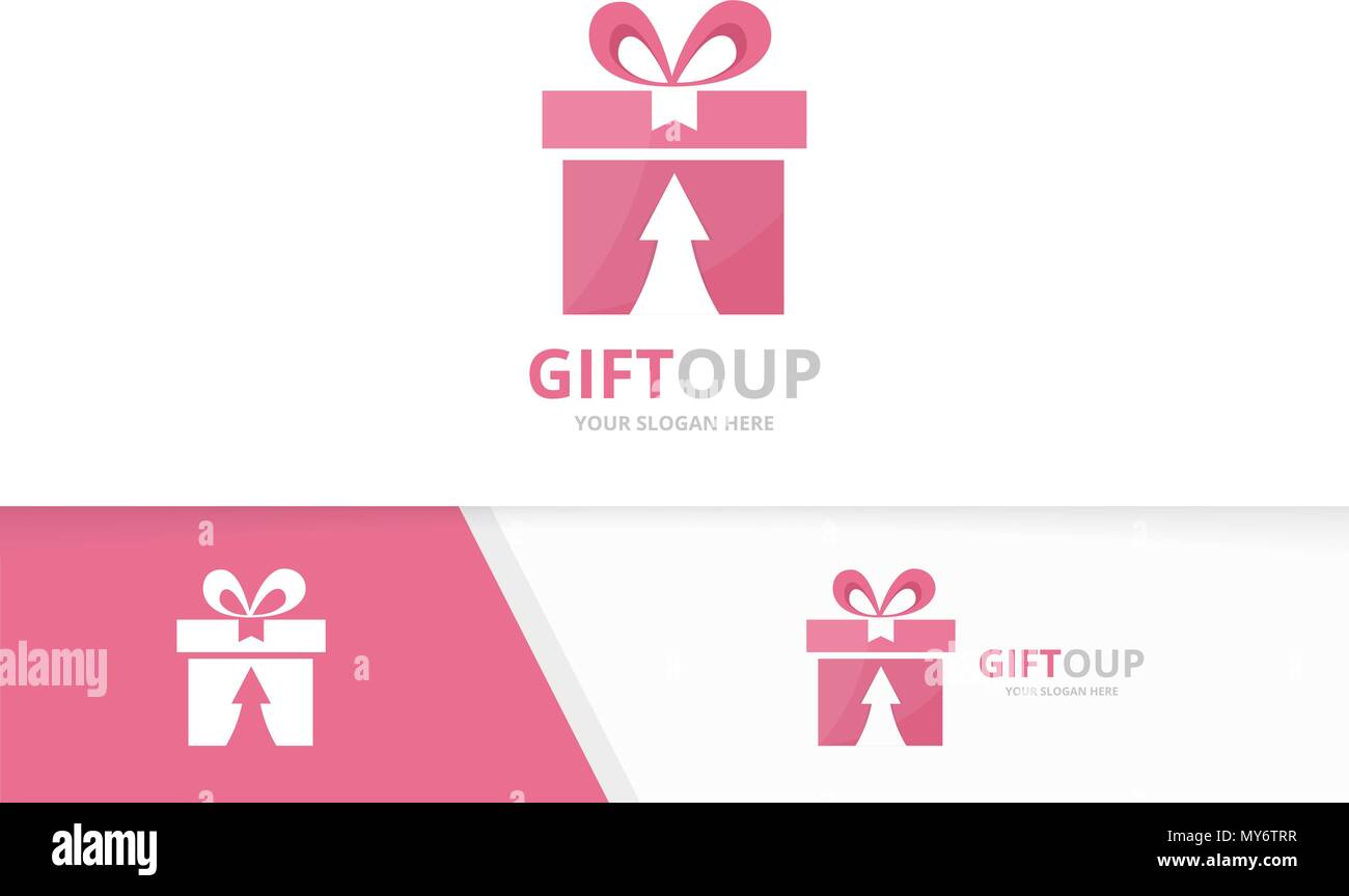 Vector gift and arrow up logo combination. Present and growth symbol or ...