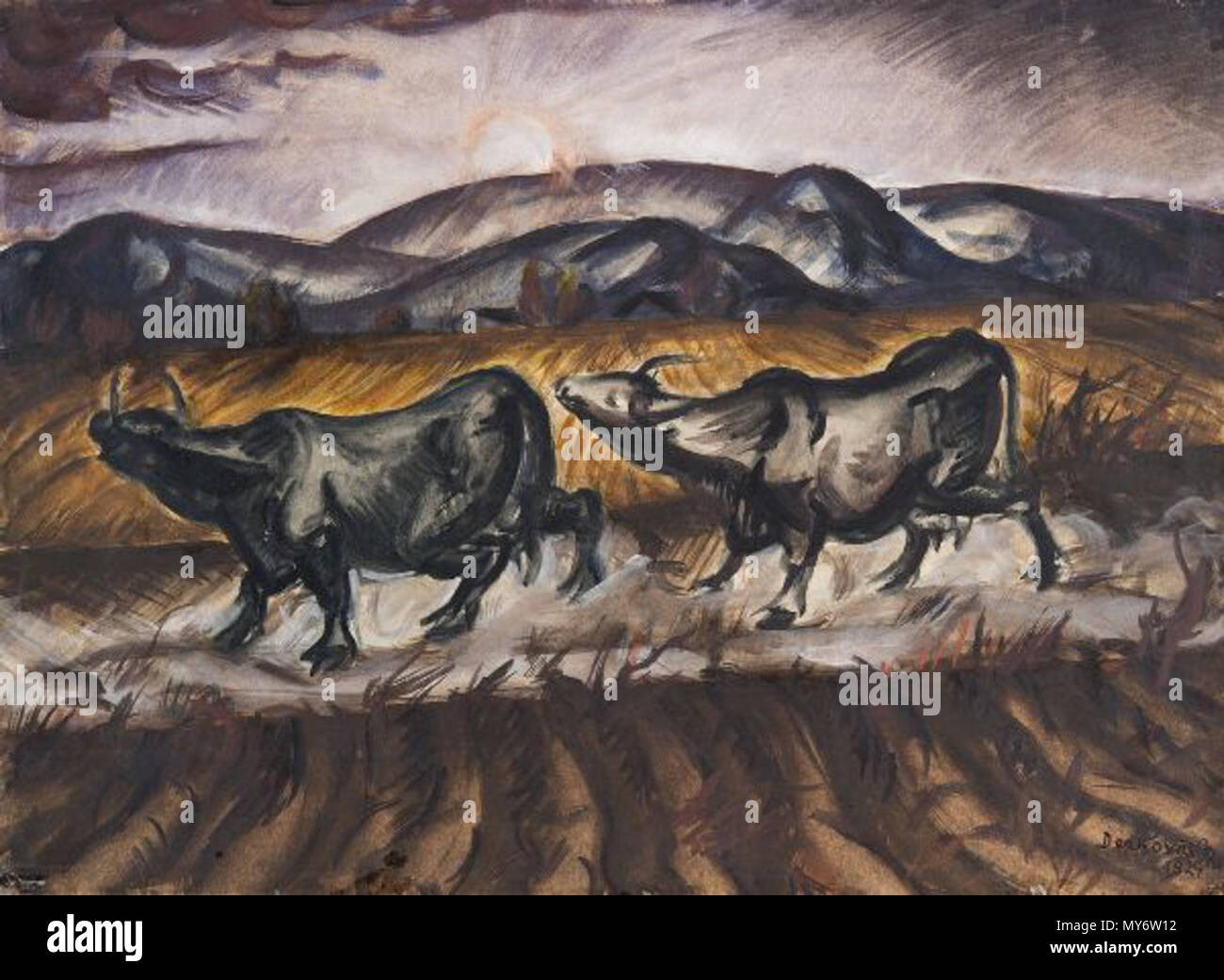 Bivalyok 137 Derkovits Gyula - 1924 - Bivalyok Stock Photo - Alamy