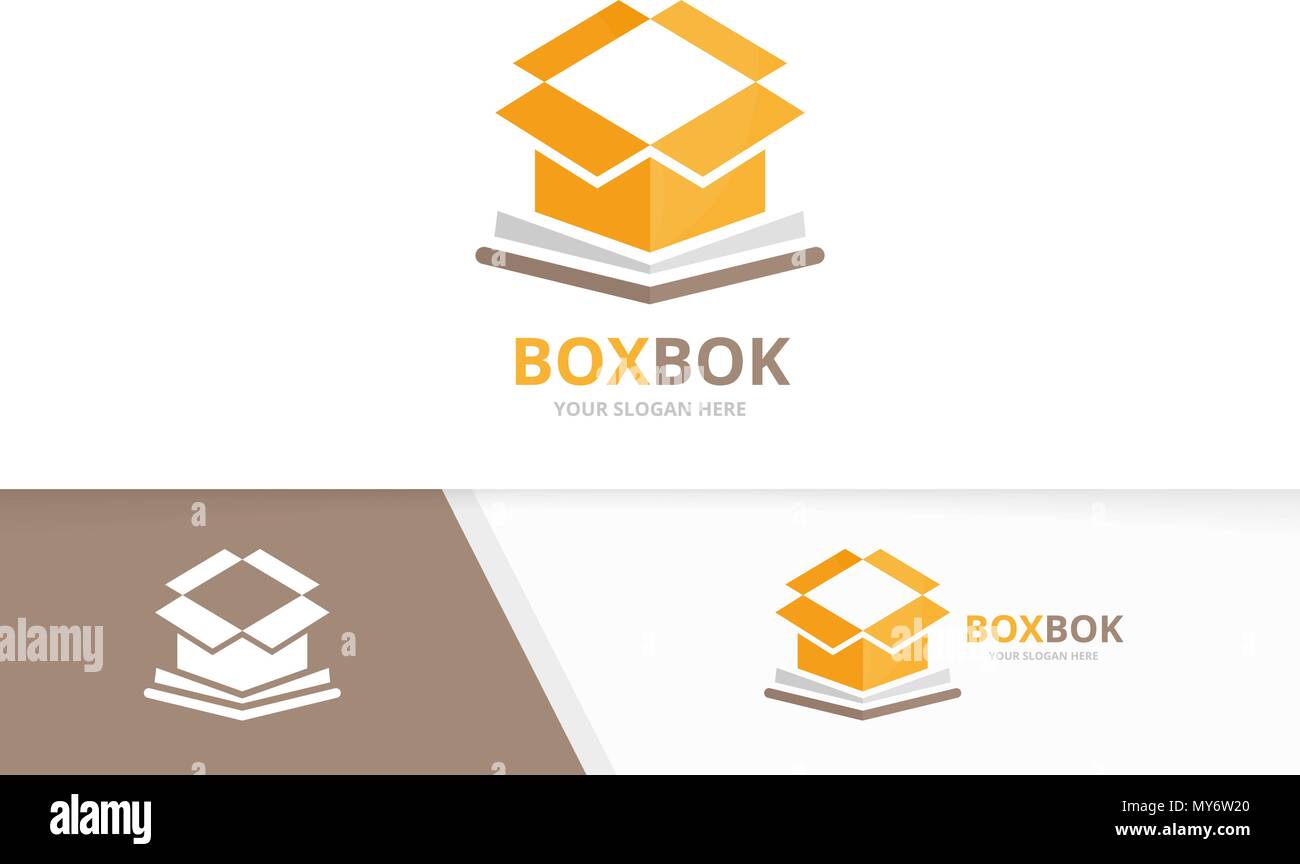 Vector book and box logo combination. Package and market symbol or icon ...