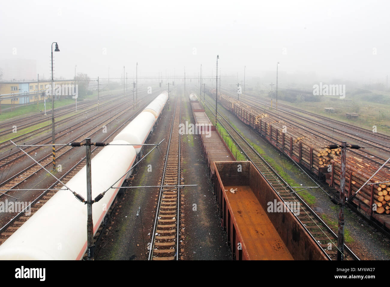 Freight Station with trains - Cargo transportation Stock Photo - Alamy