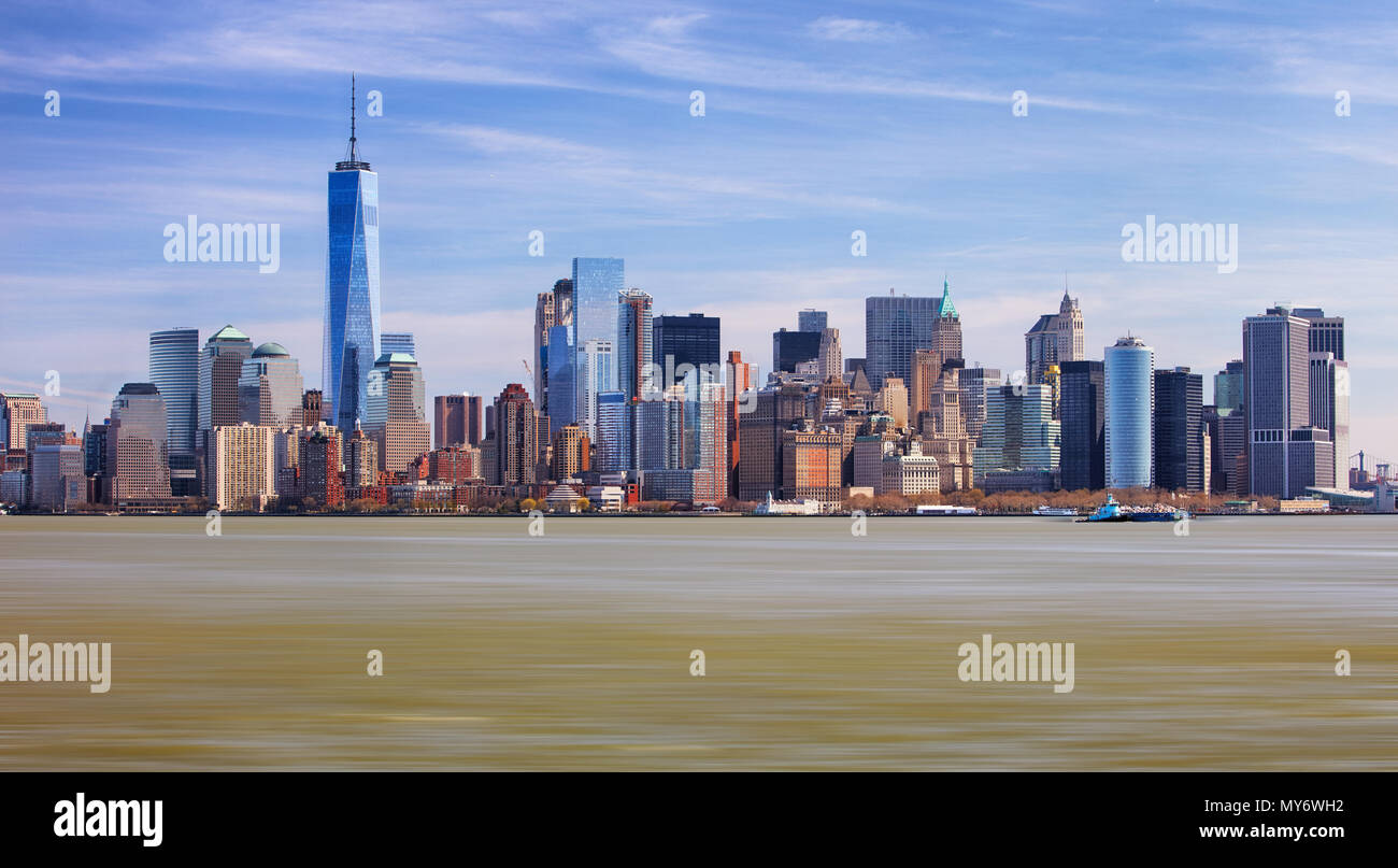 The Freedom Tower and Lower Manhattan Skyline Stock Photo - Alamy