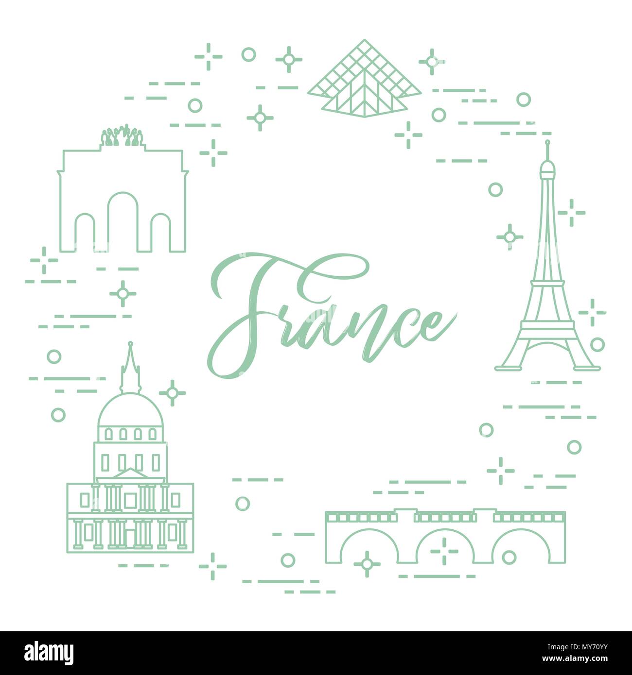Famous buildings of Paris. Symbols and landmarks. Travel and leisure ...