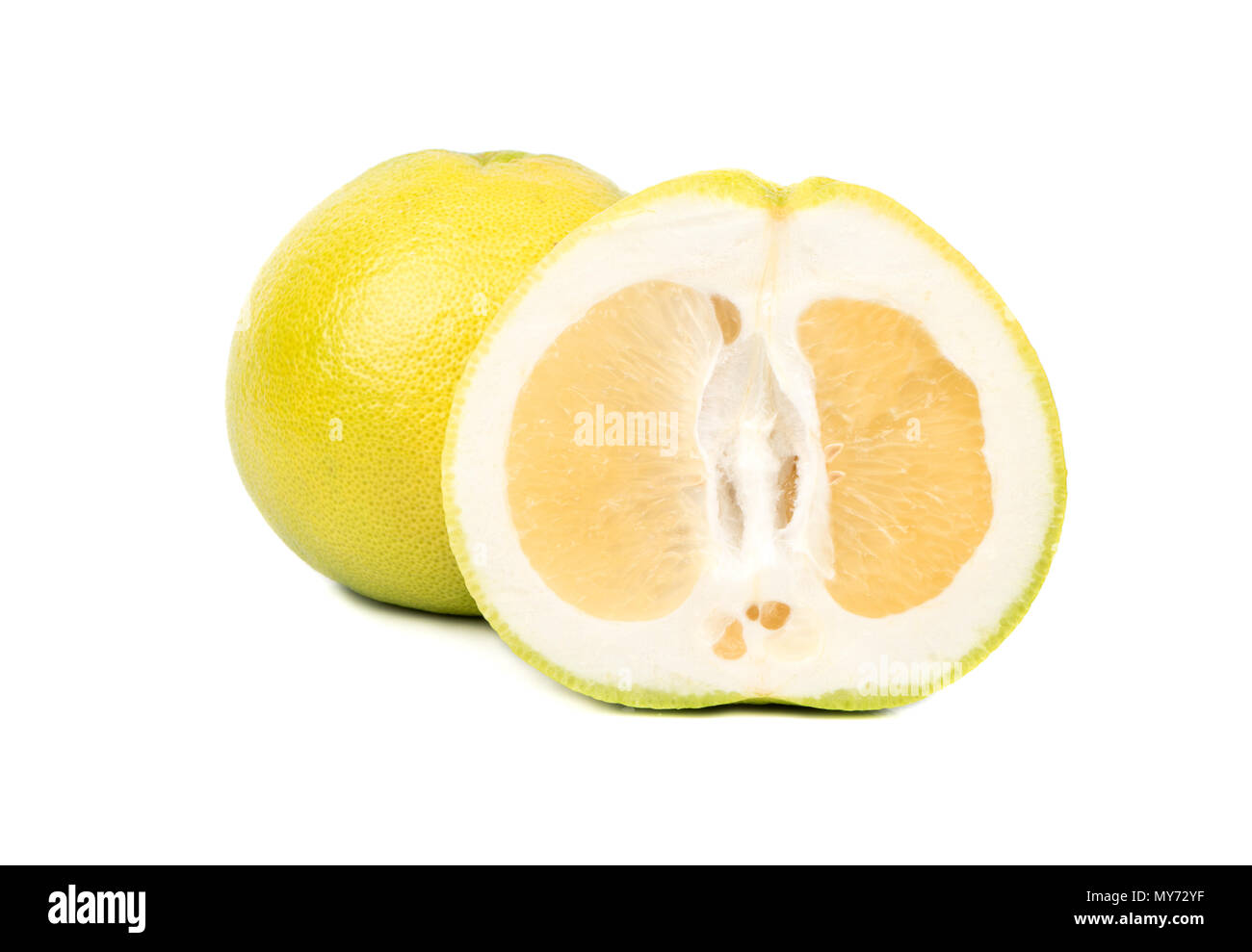 Fresh fruit Oroblanco with half on a white background Stock Photo - Alamy