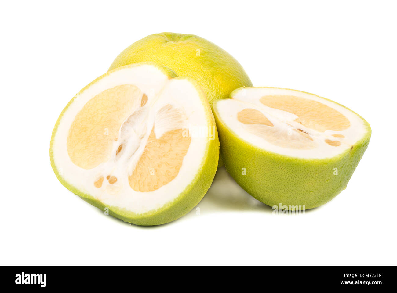 Fresh fruit Oroblanco two halves on a white background Stock Photo - Alamy
