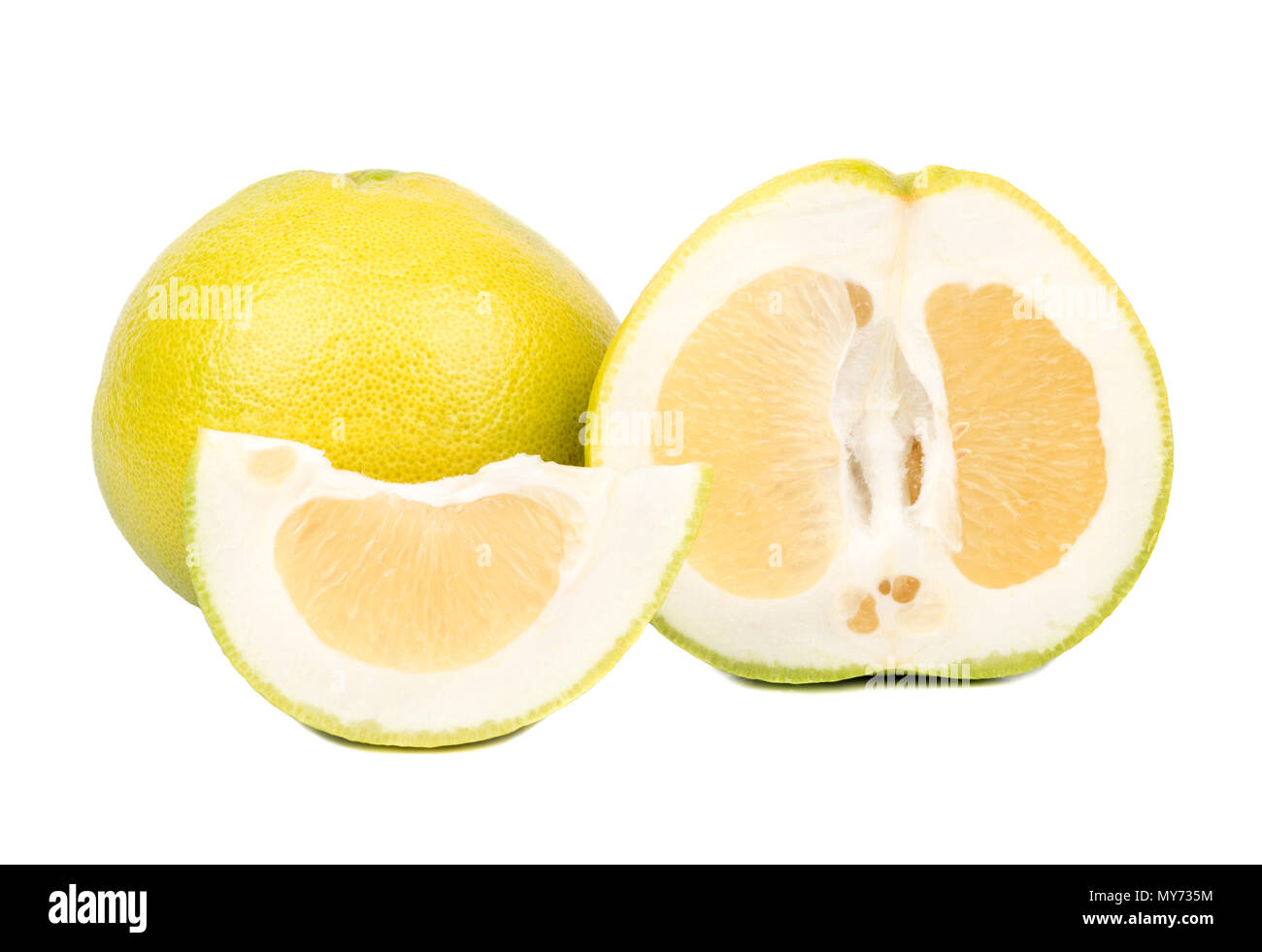 Fresh fruit Oroblanco with slice and half on a white background Stock ...