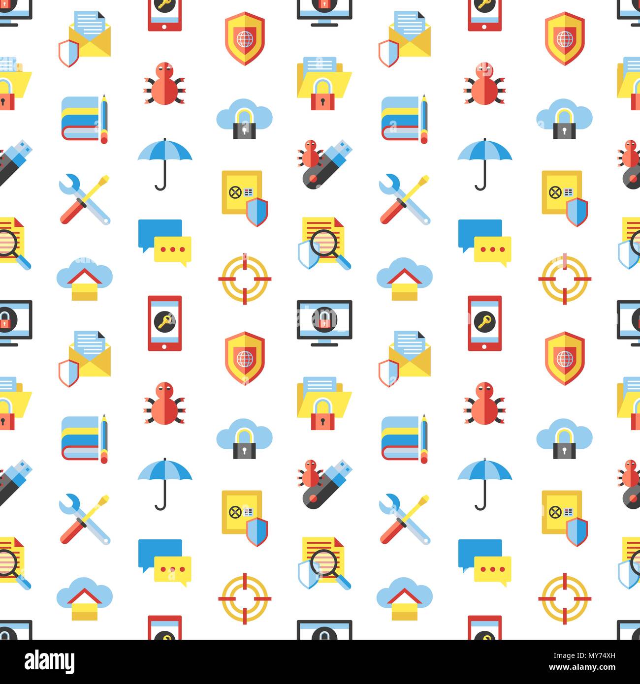 Digital vector data securuty and privacy protection icon set pack ...