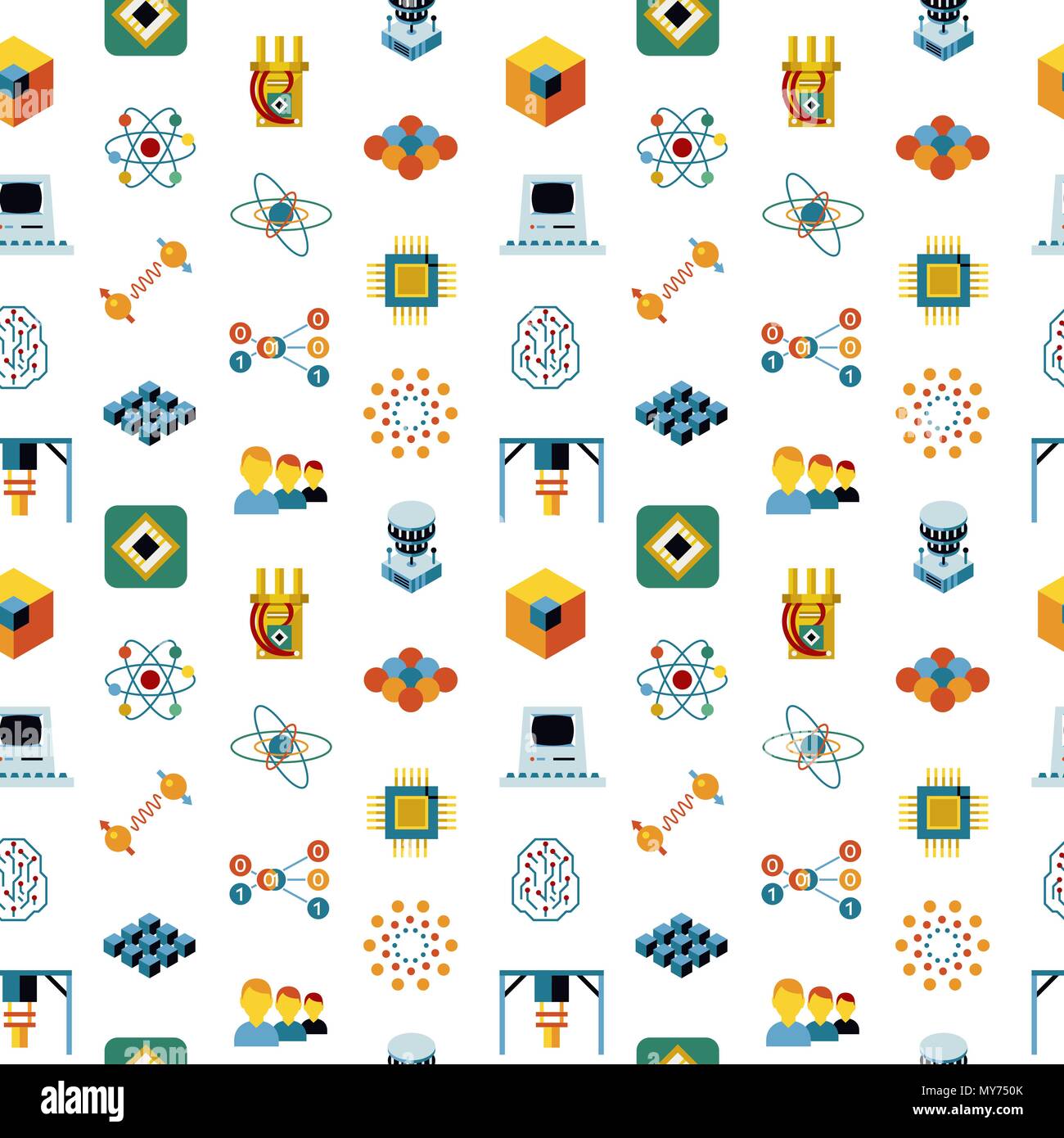 Digital vector quantum computing and qubits icon set pack illustration ...