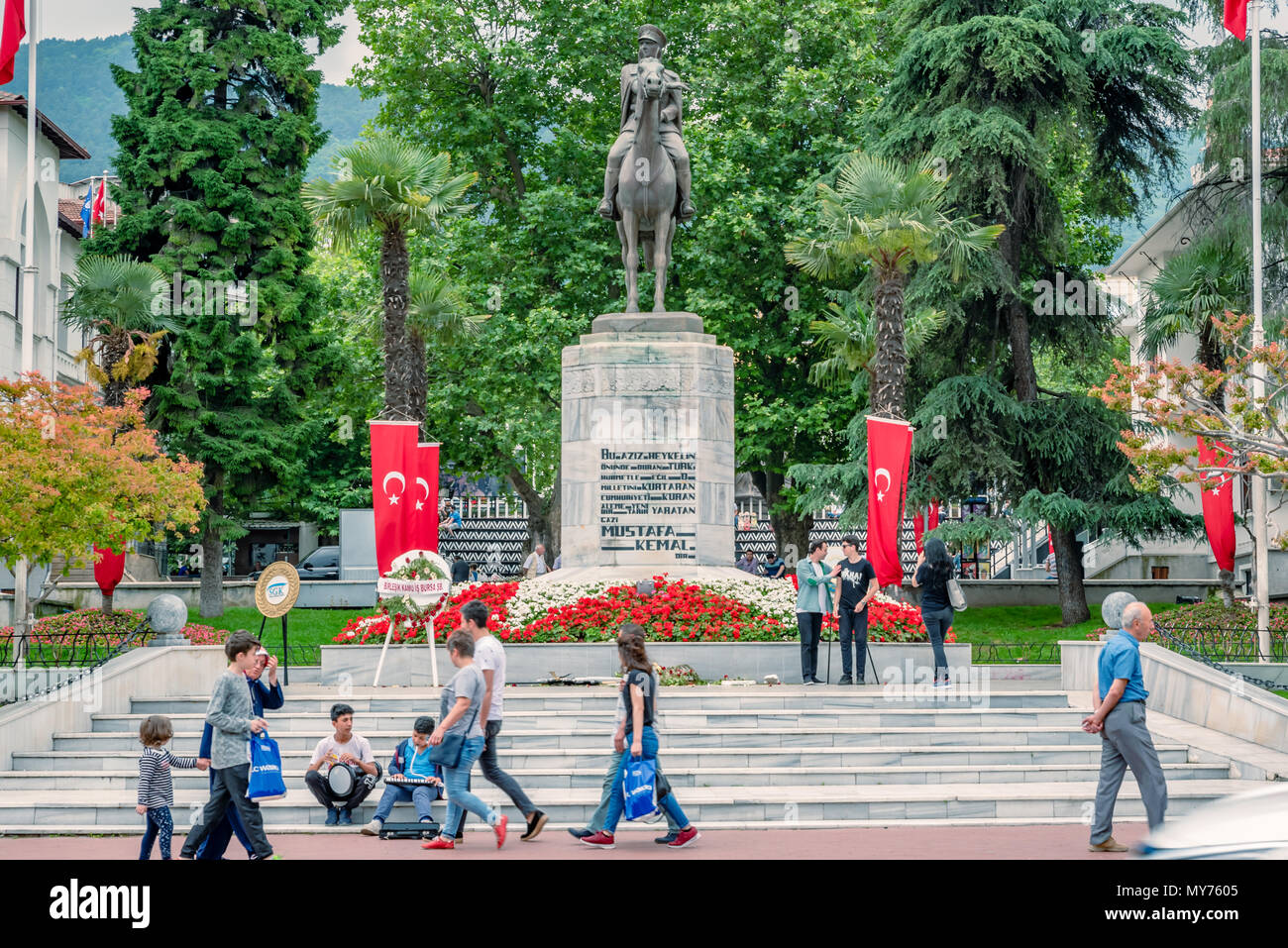 Statue of Mustafa Kemal Ataturk who is founder of Turkish Republic ...
