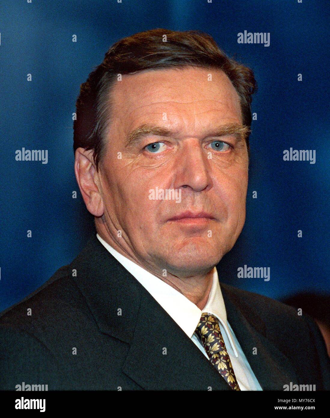 Gerhard Schroeder pictured on election night, on which he emerged the ...