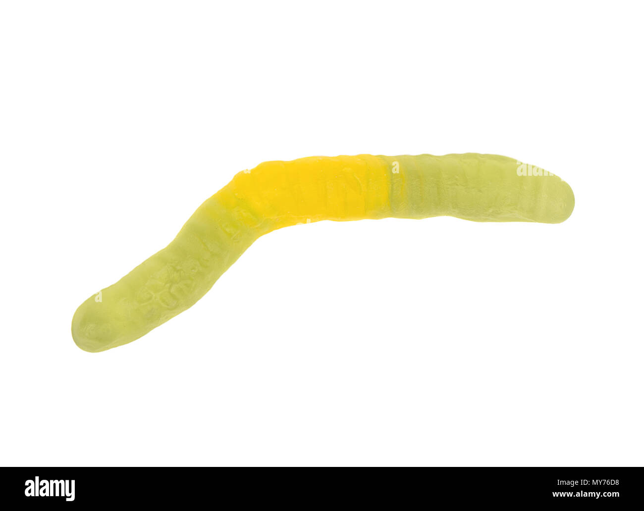 Jelly candy worm isolated on white background, top view Stock Photo - Alamy