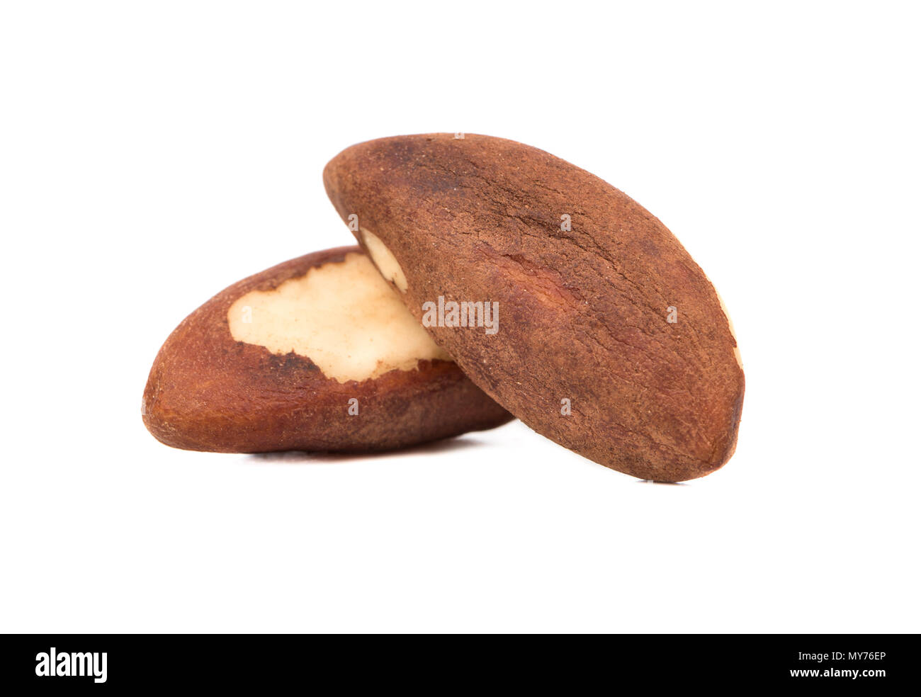 Two Brazil nuts isolated on white background Stock Photo - Alamy