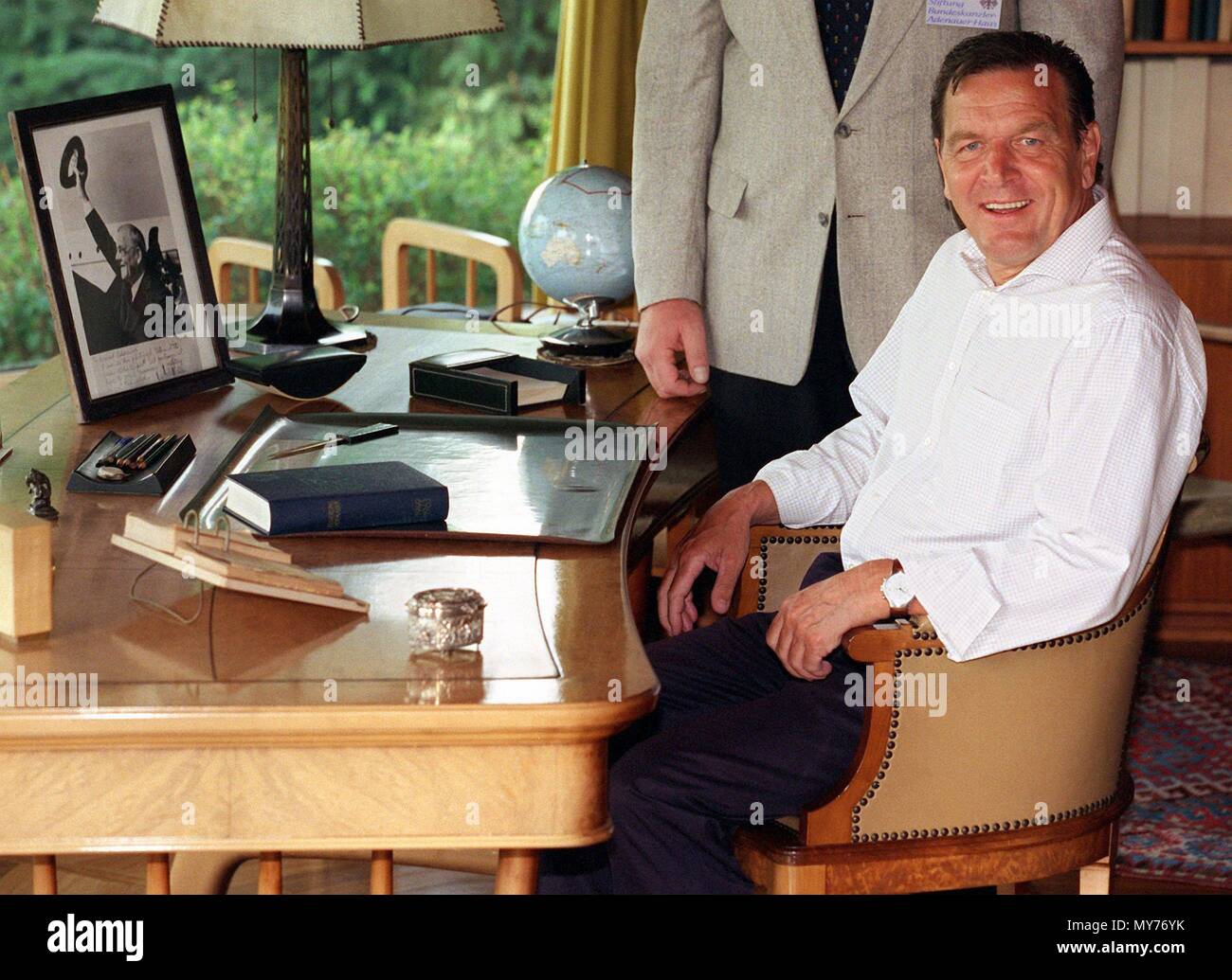 German Chancellor Gerhard Schroeder at the desk at Konrad Adenauer's ...