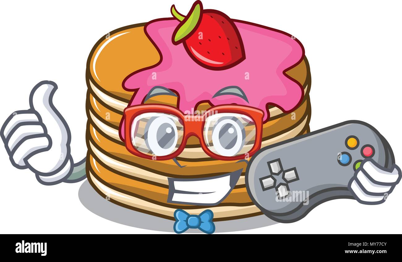 Gamer pancake with strawberry mascot cartoon Stock Vector Image & Art ...
