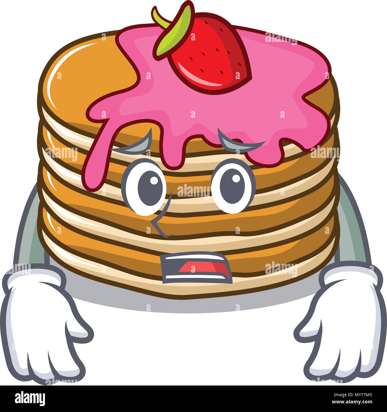 Afraid pancake with strawberry mascot cartoon Stock Vector Image & Art ...