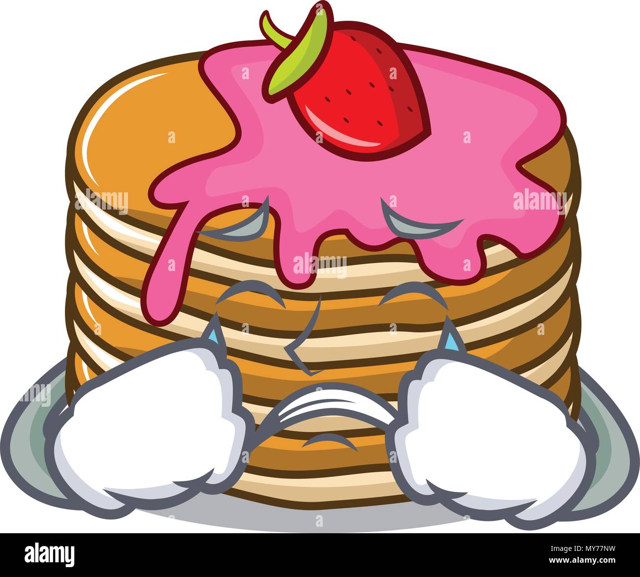 Crying pancake with strawberry mascot cartoon Stock Vector Image & Art ...