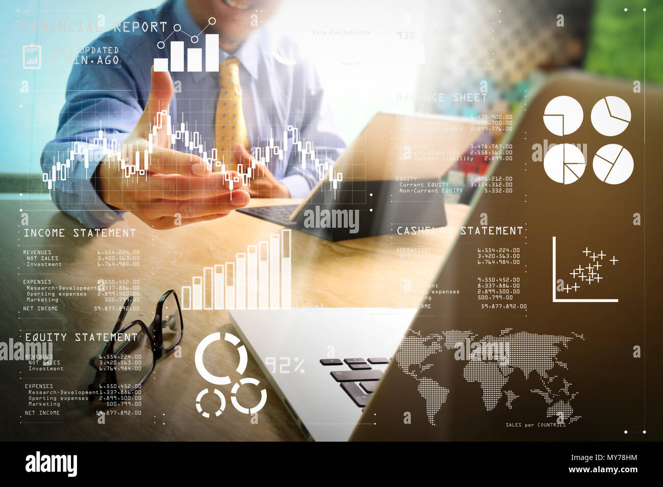 Financial report data of business operations (balance sheet and income ...