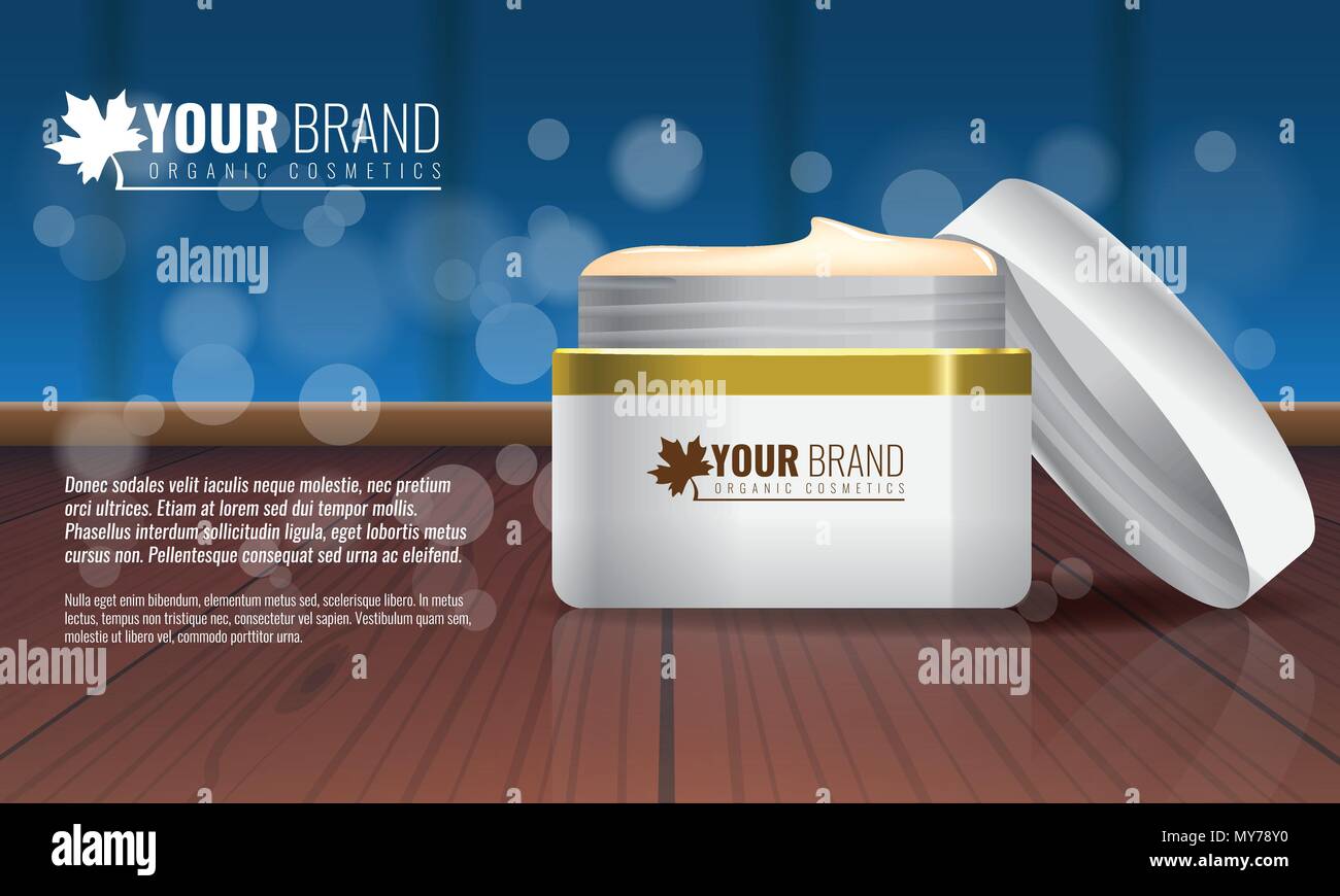 Vector illustration of Beautiful hydrating facial cream cosmetic ads on ...