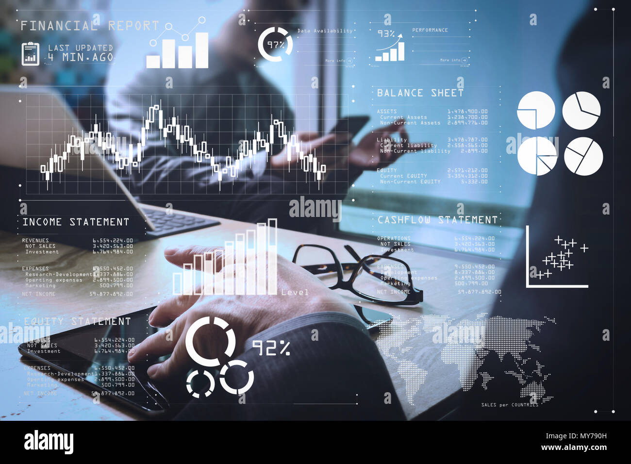 Financial report data of business operations (balance sheet and income ...