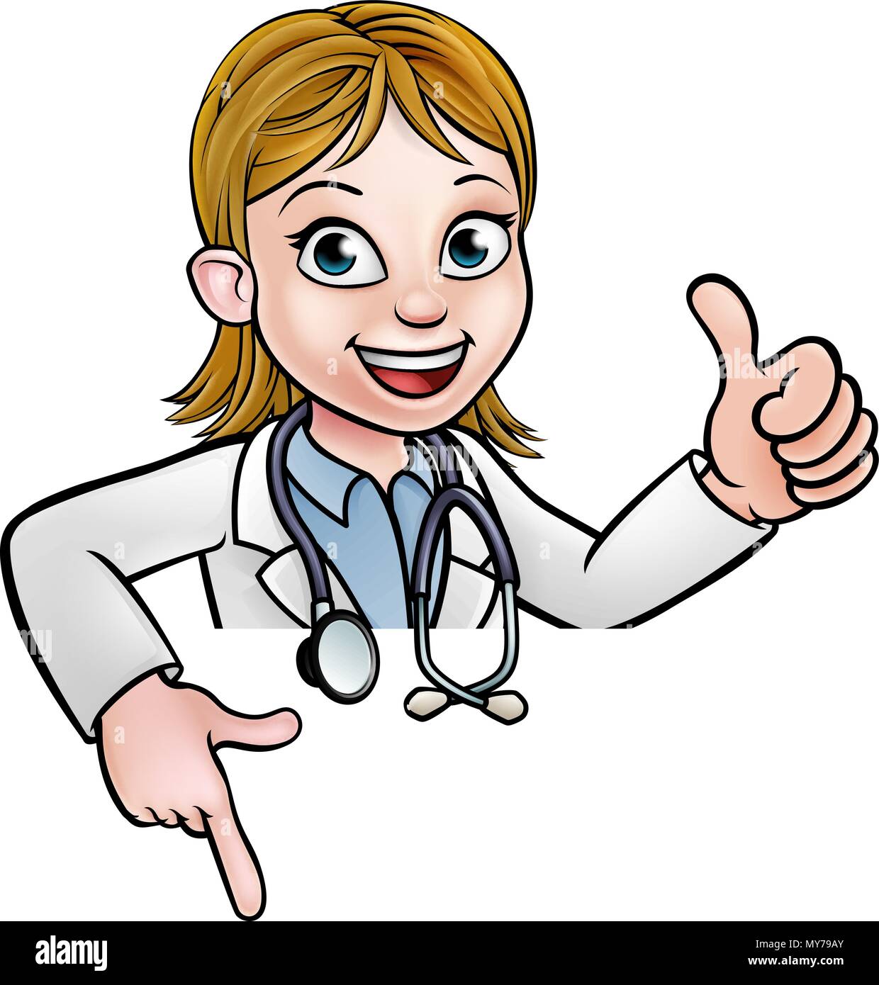 Doctor Cartoon Character Thumbs Up Pointing Down Stock Vector Image ...