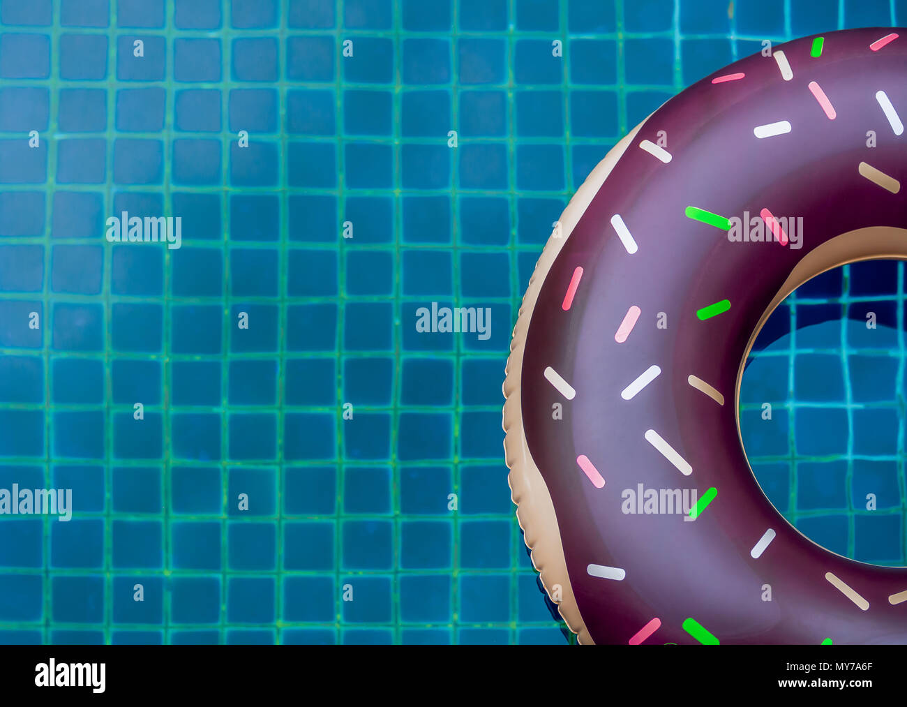 Pool Float Ring are Floating on Swimming Pool Background, Summer ...