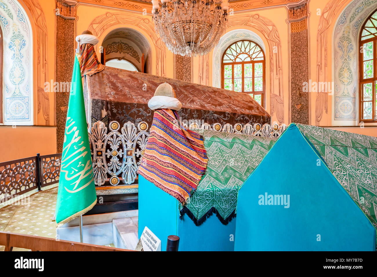 Interior view of Osman Gazi tomb,mausoleum in Bursa,Turkey.20 May 2018 ...