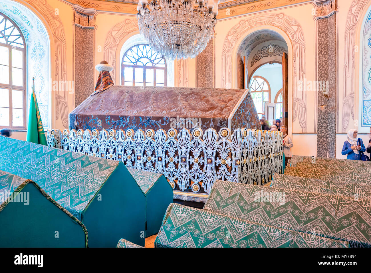 Interior view of Osman Gazi tomb,mausoleum in Bursa,Turkey.20 May 2018 ...