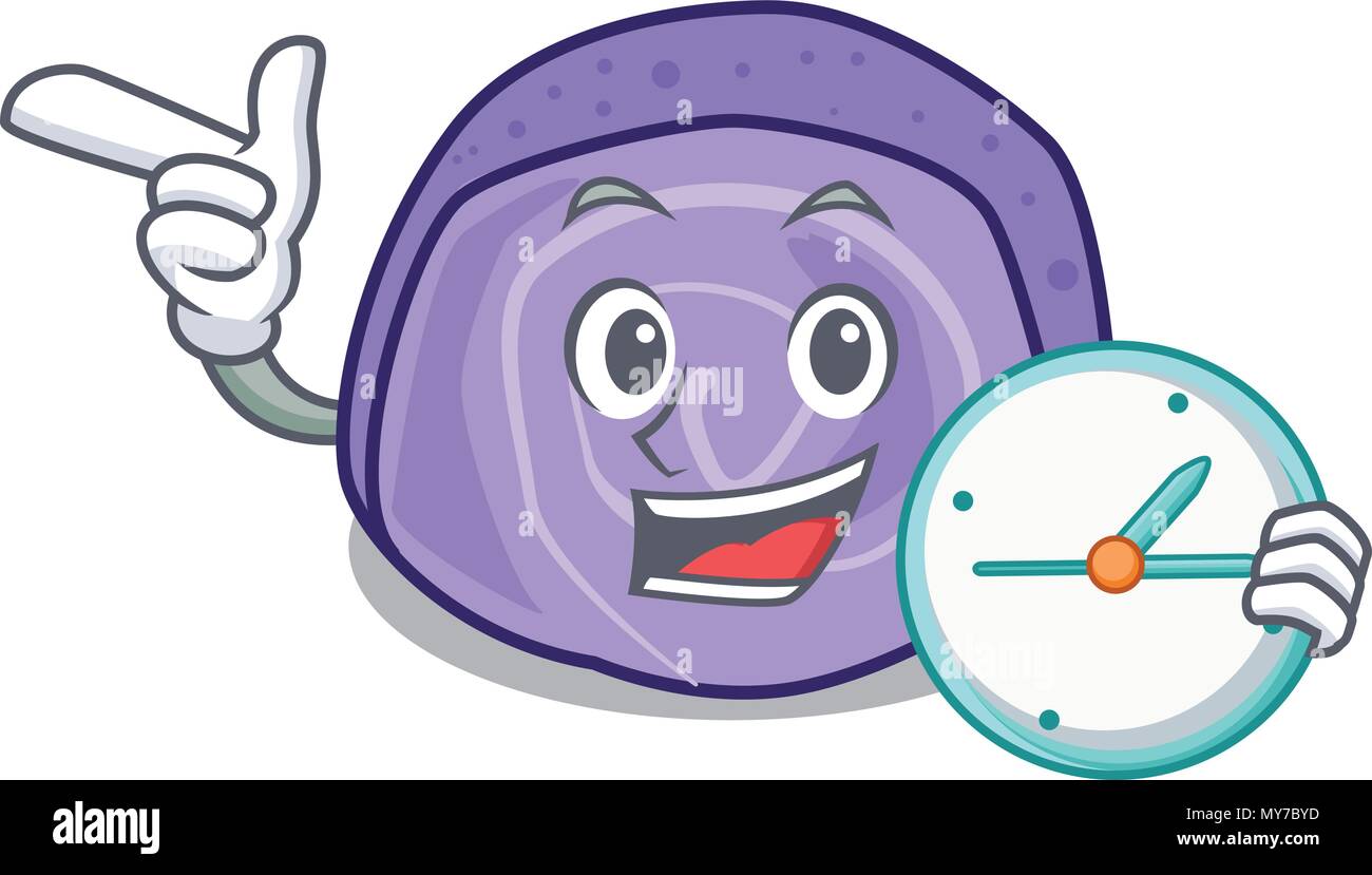 With clock blueberry roll cake character cartoon Stock Vector Image ...