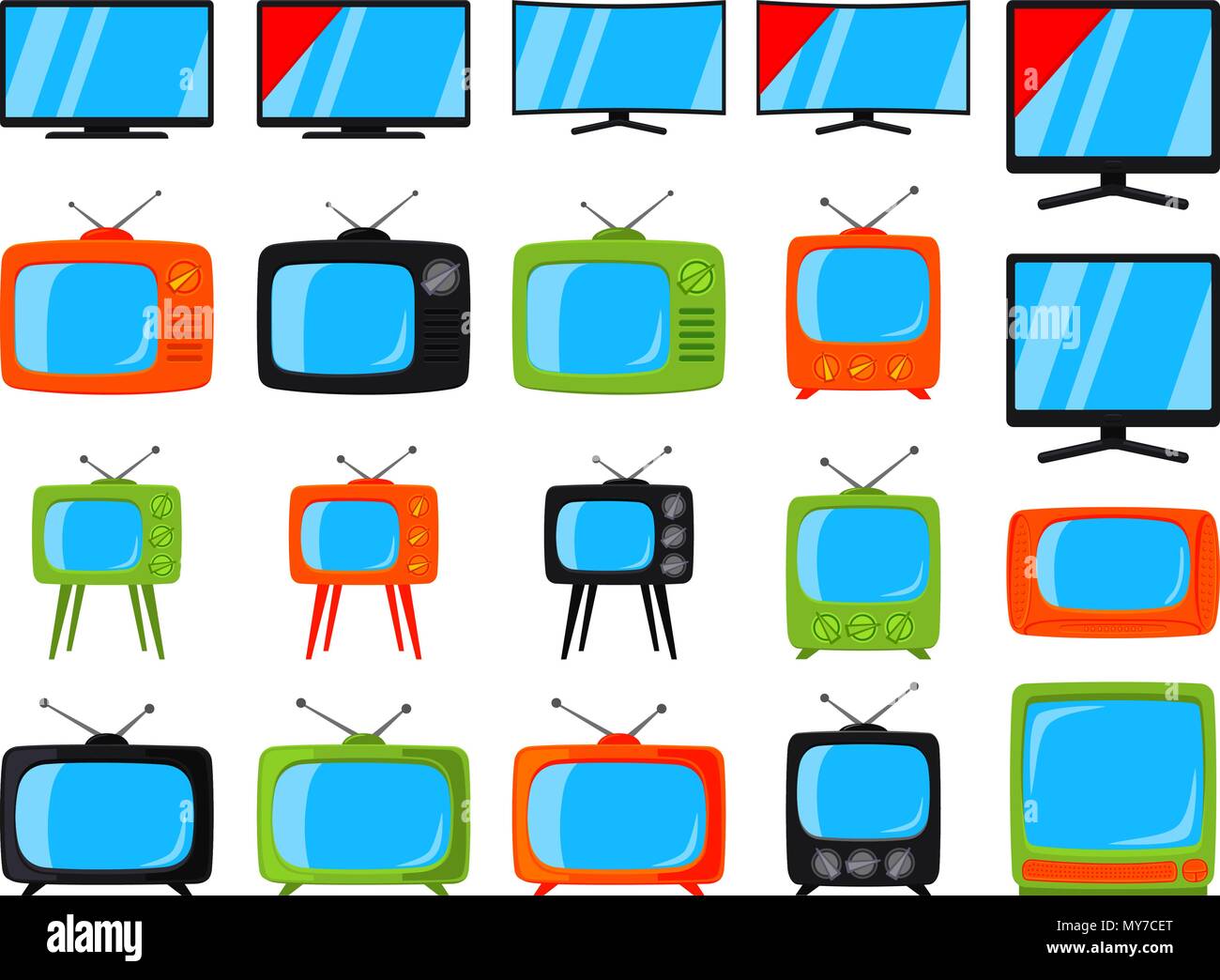 Colorful cartoon 20 tv elements set Stock Vector Image & Art - Alamy