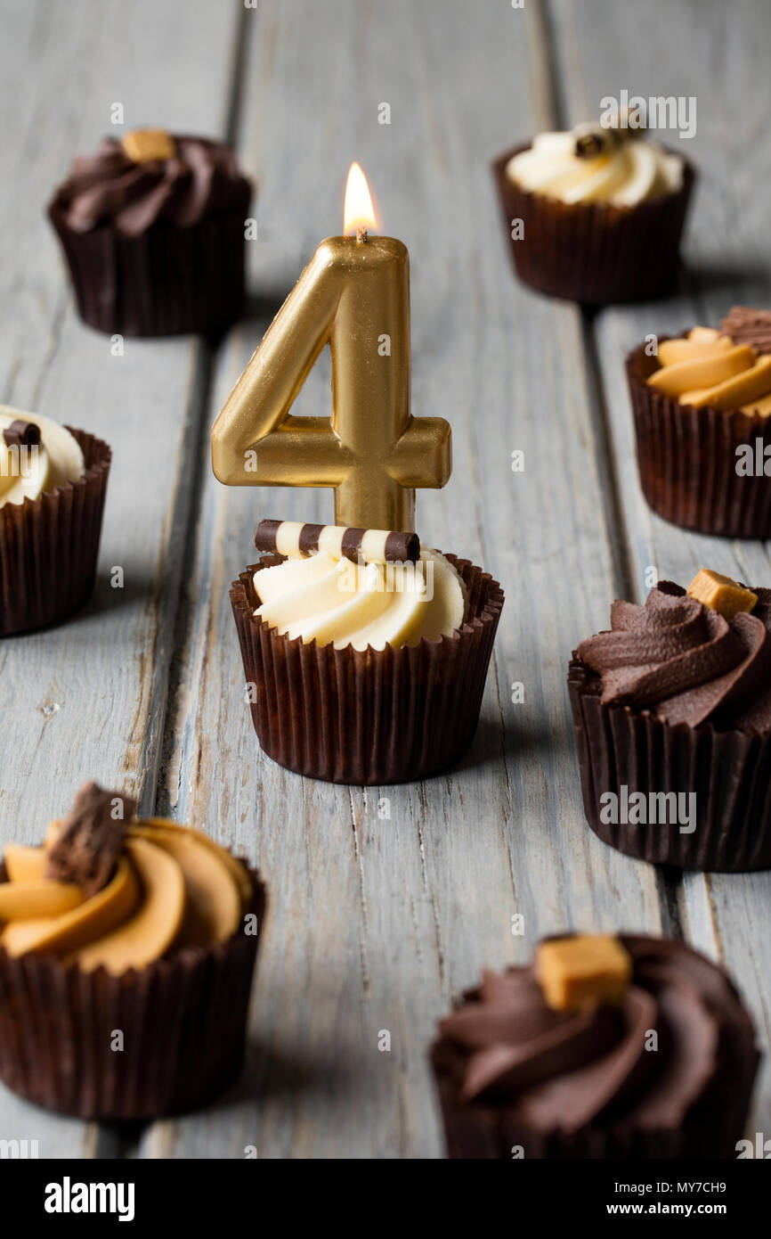 Number 4 Birthday Cake Cupcakes