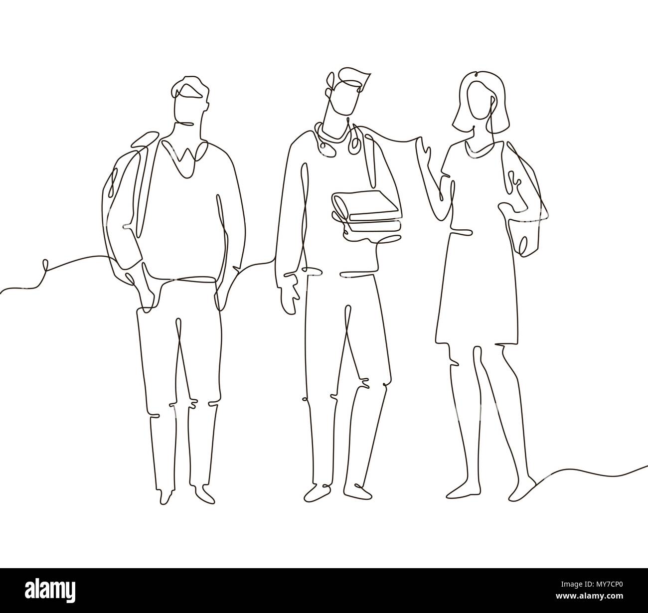 Groupmates - one line design style illustration Stock Vector Image ...