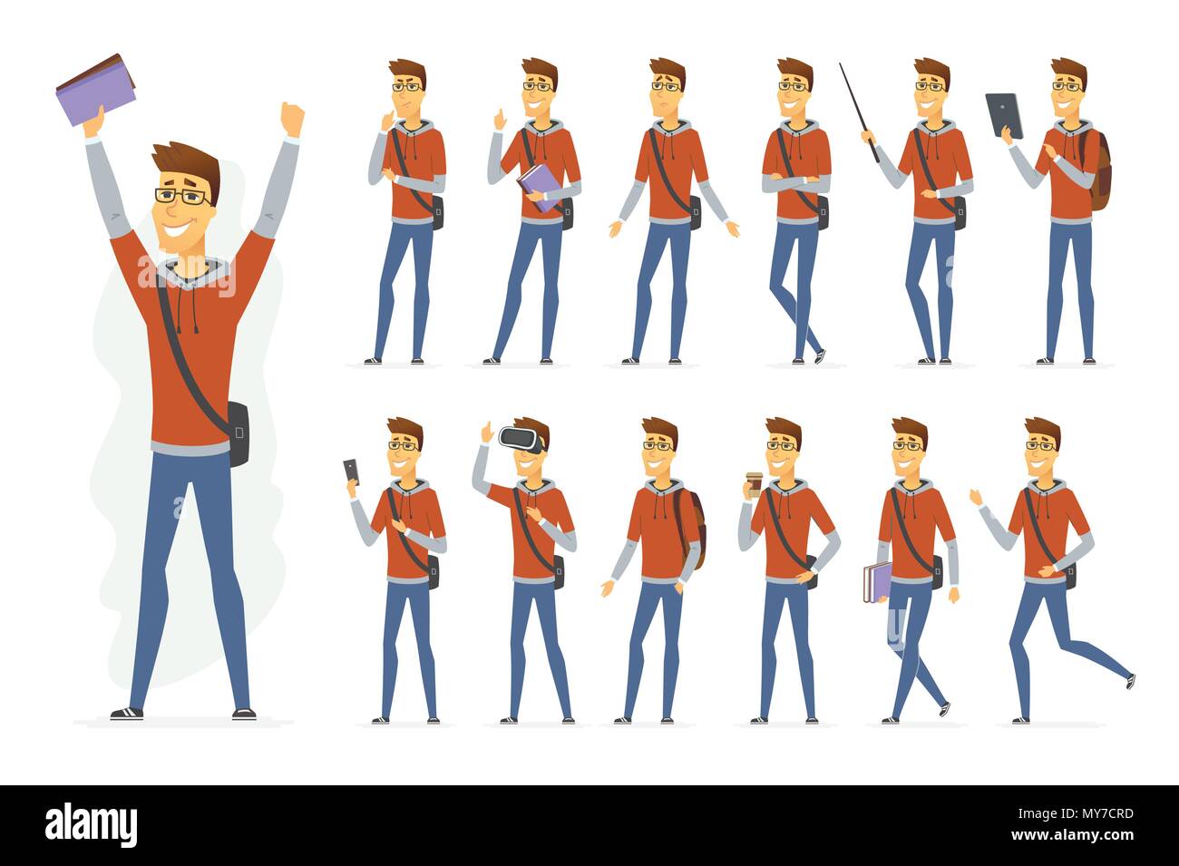 Modern student - vector cartoon people character set Stock Vector Image ...