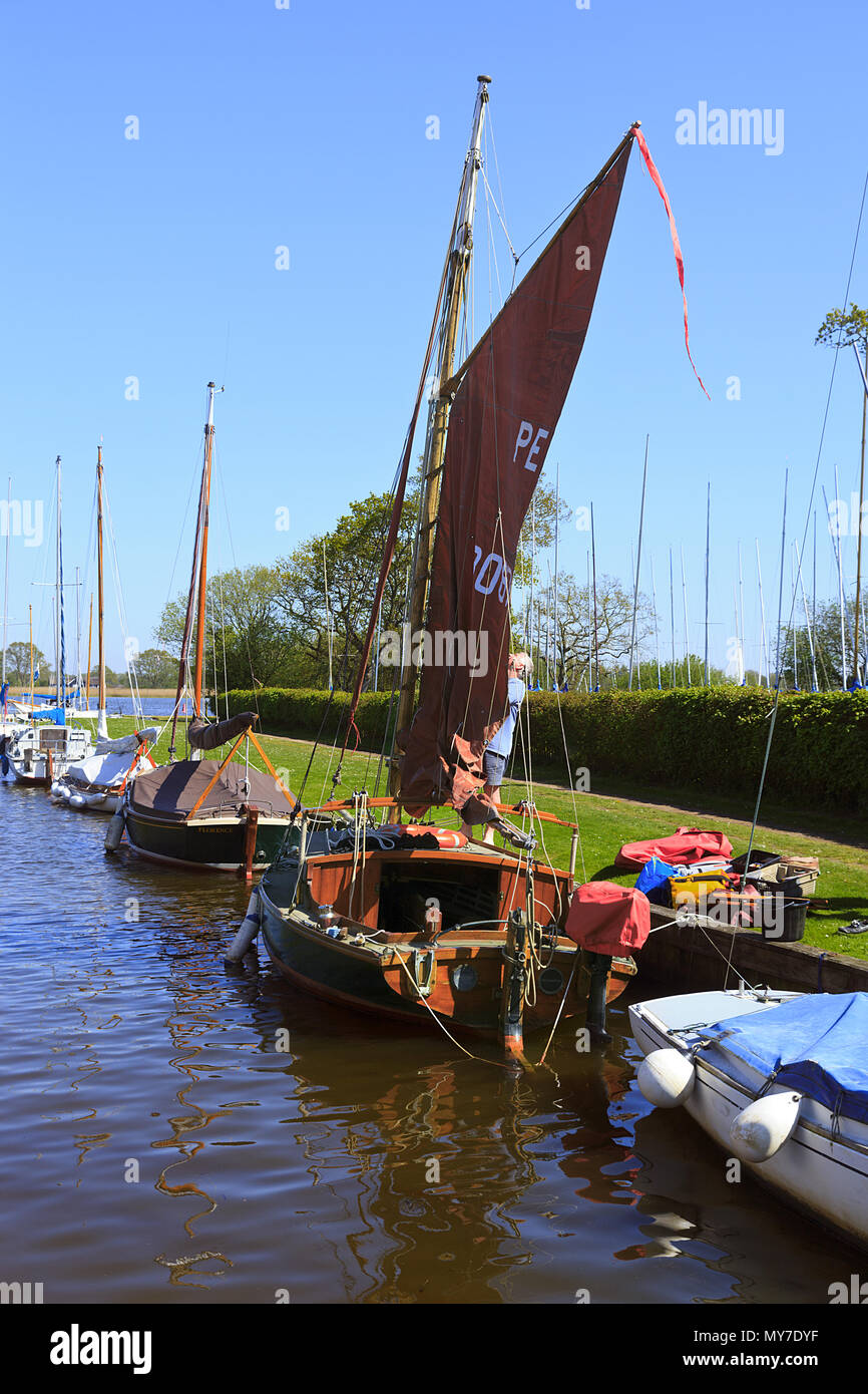 Timber Hulled Yacht "Mystery" built in the 1880's moored on Hickling ...