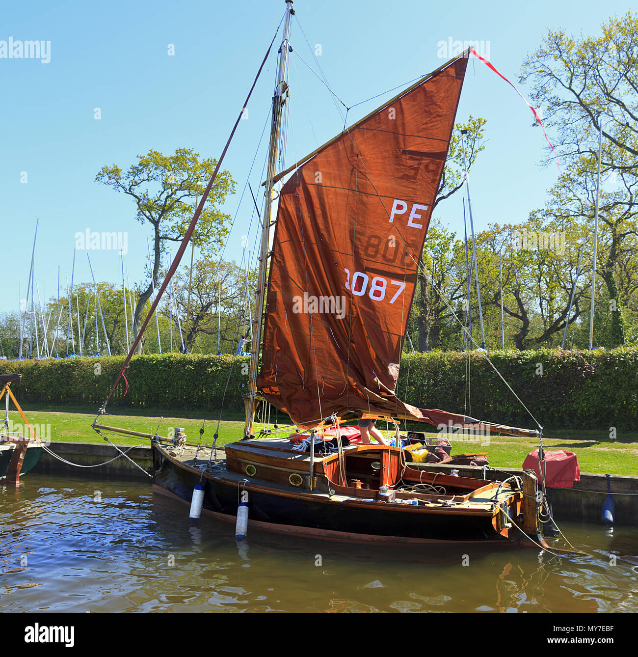 Timber Hulled Yacht "Mystery" built in the 1880's moored on Hickling ...