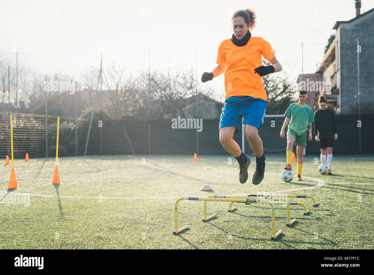 Football jumping hi-res stock photography and images - Alamy