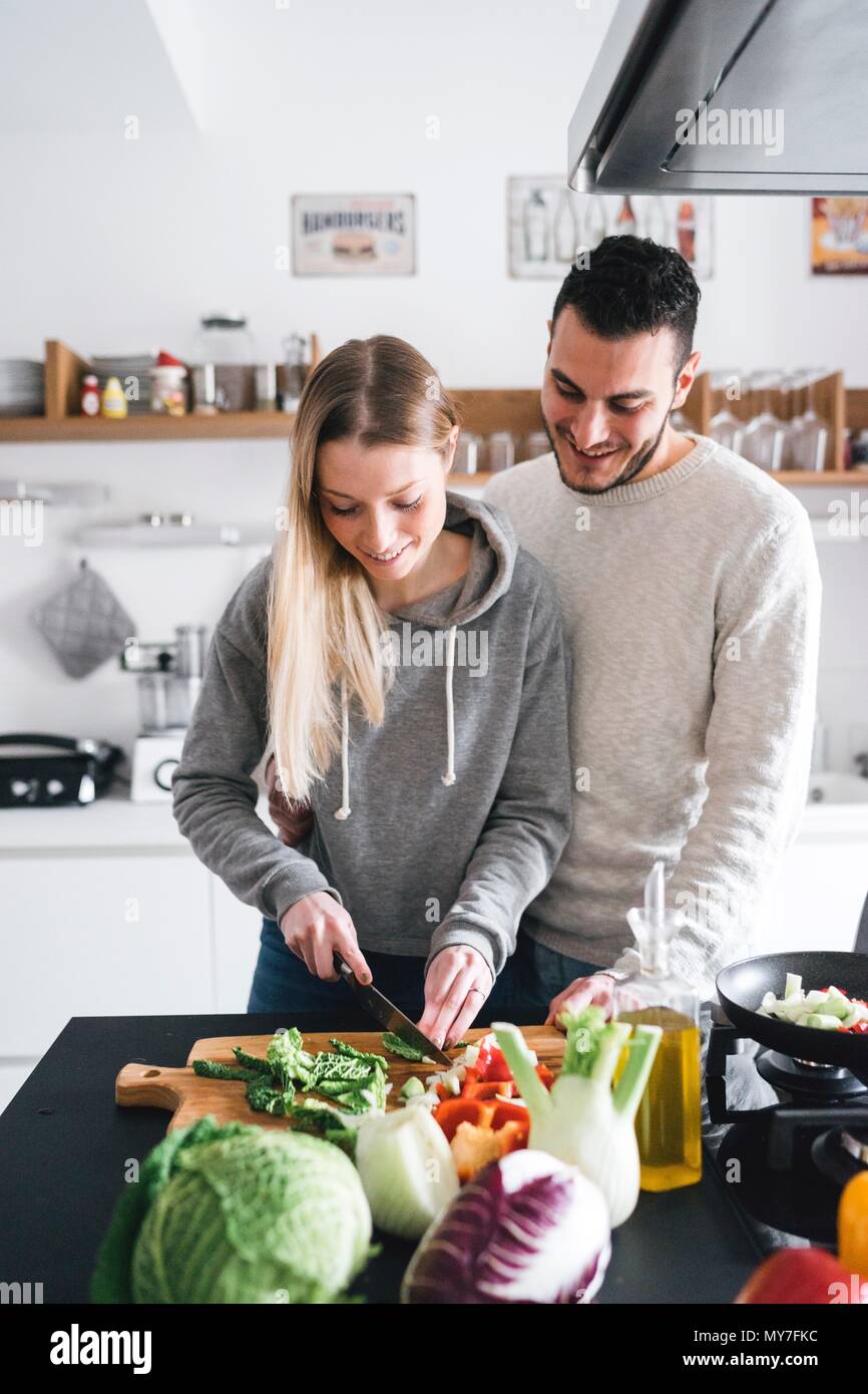 Couple cooking food fruit hi-res stock photography and images - Alamy