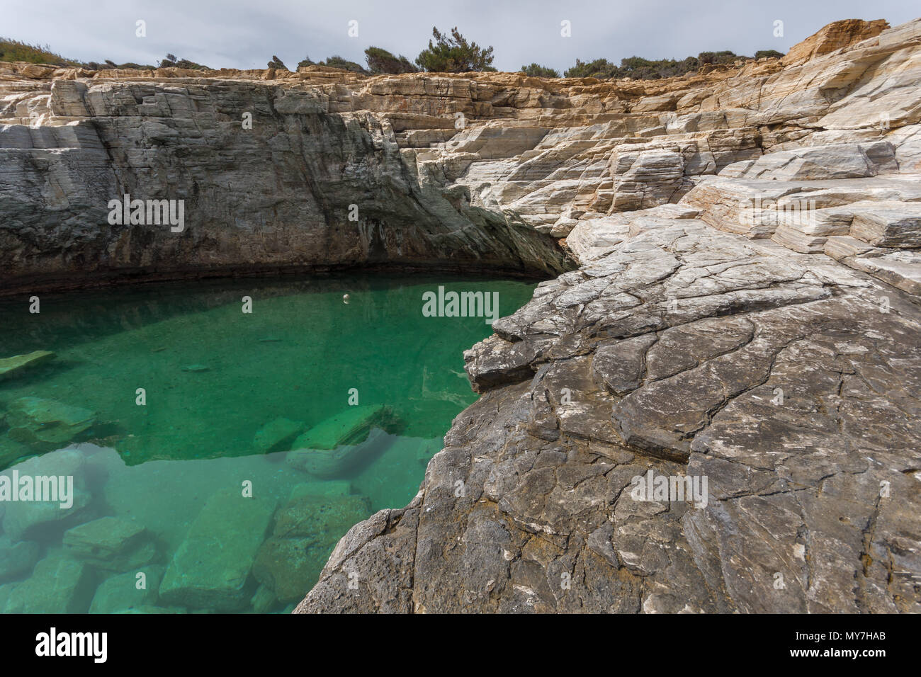 Giola Natural Pool in Thassos island, East Macedonia and Thrace, Greece ...