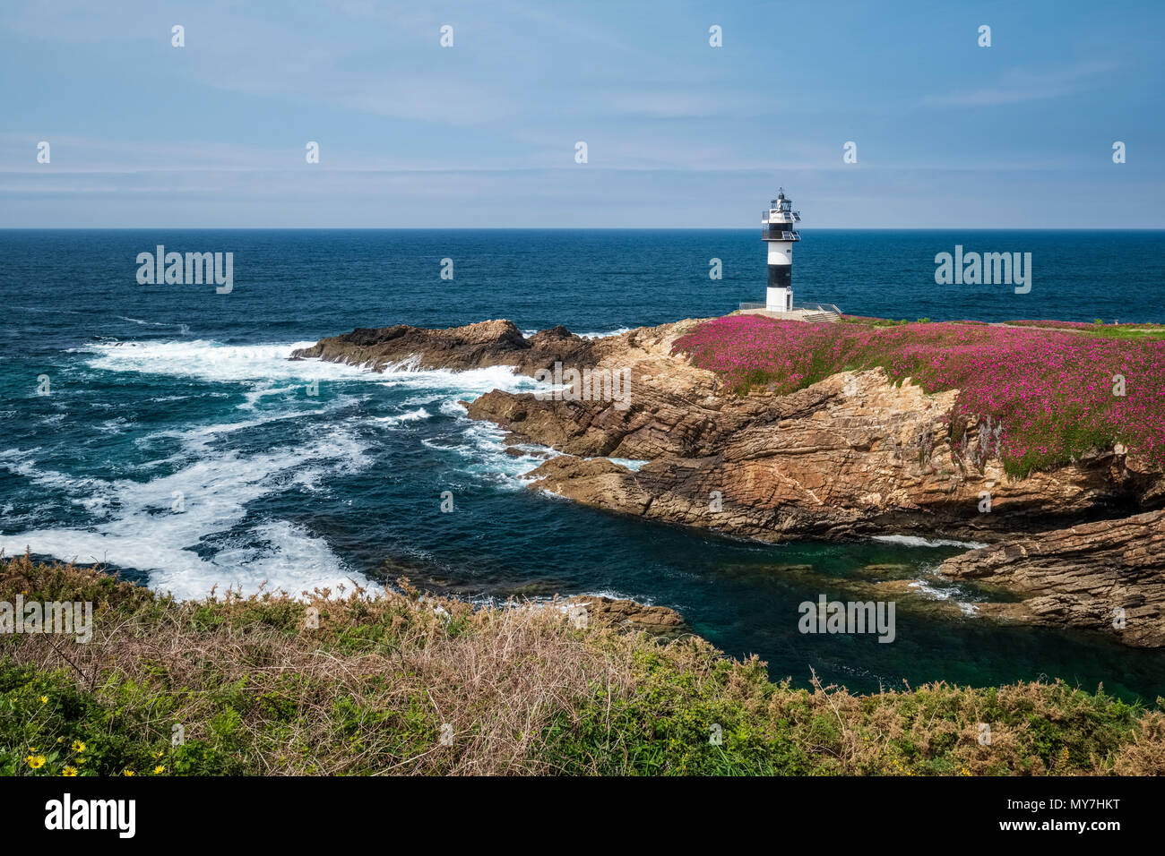 Illa Pancha Island with Lighthouse, Ribadeo, Province of Lugo, Galicia ...