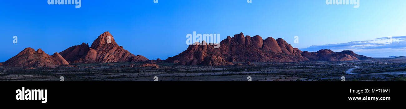 Panorama of Spitzkoppe and Pontok mountains, morning light, Erongo ...