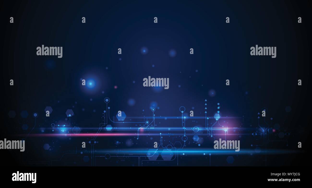 Vector illustration circuit board and hexagons background. Hi-tech digital technology and ...