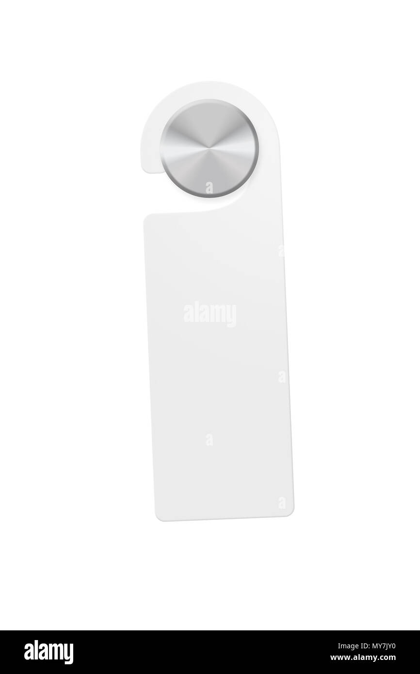 Door handle lock with blank signboard hanger copy space mockup for do ...
