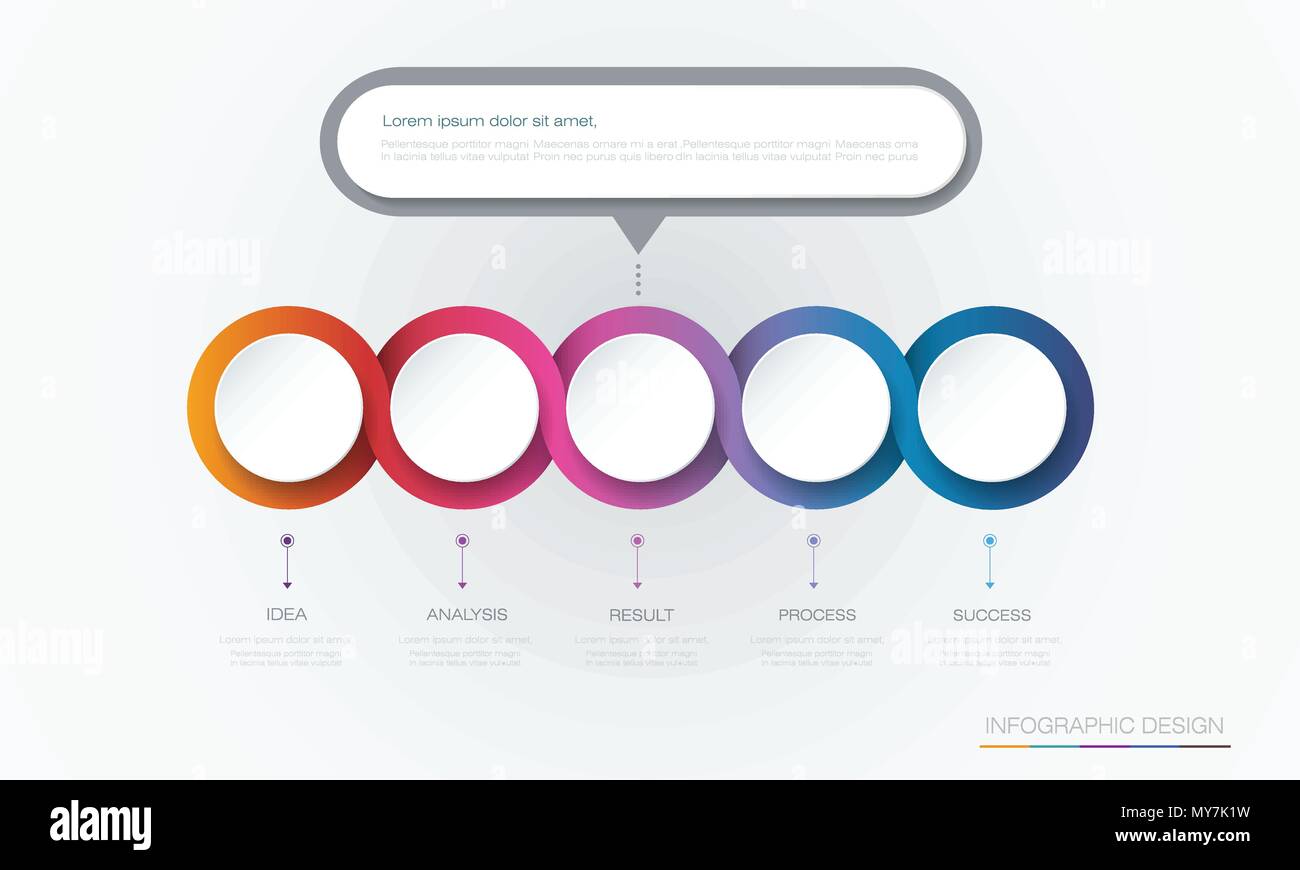 Vector Infographic 3d circle label template design.Infograph with 5 ...