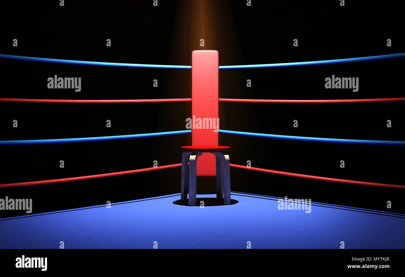 Boxing ring with chair at the corner Stock Photo - Alamy
