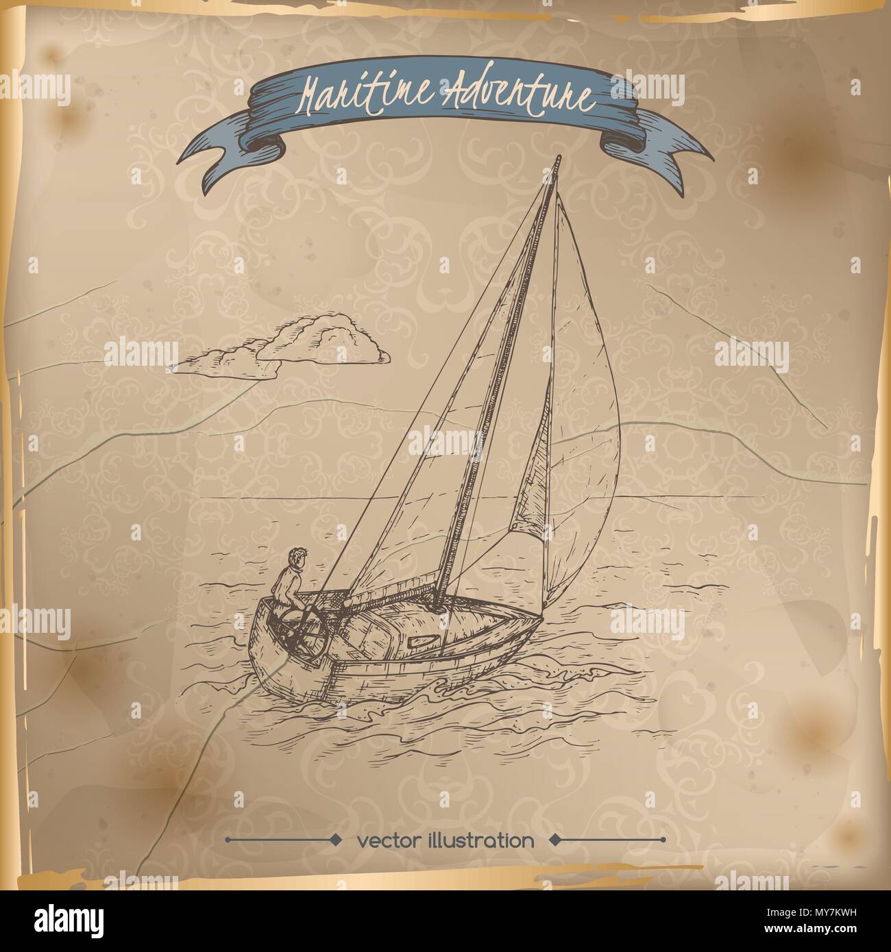 Sailboat sketch. Maritime adveture series Stock Vector Image & Art - Alamy