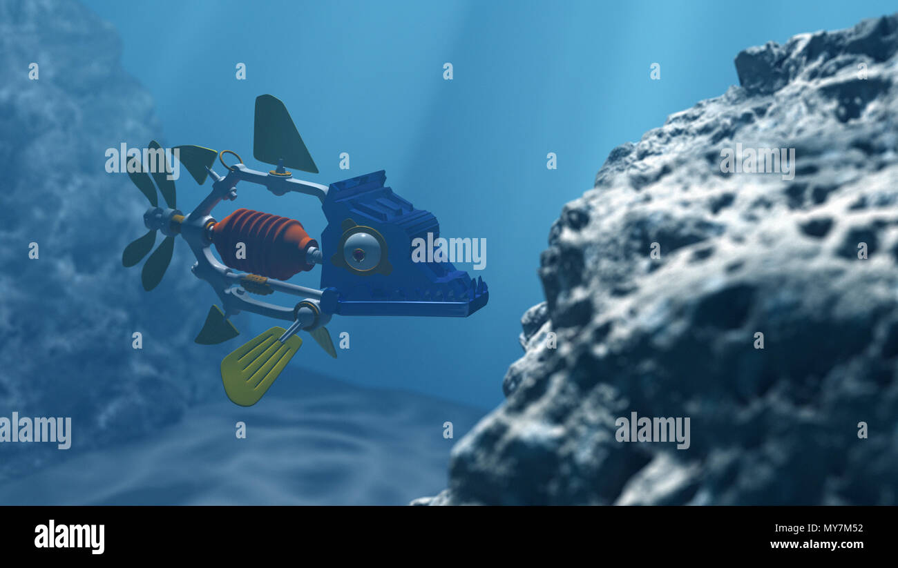 Robot fish in the deep water Stock Photo - Alamy