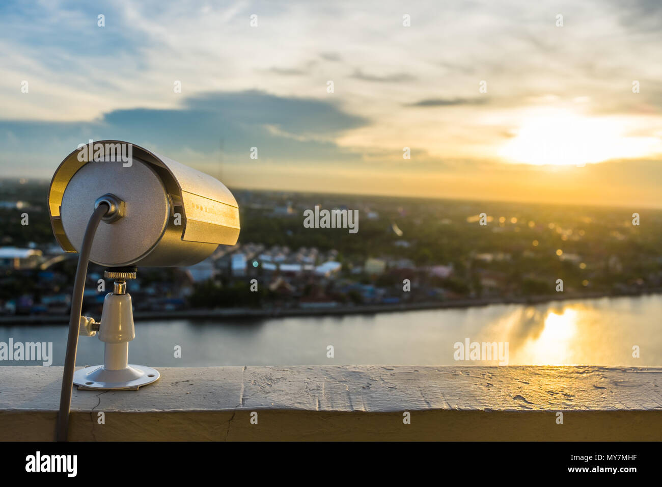 CCTV Camera or surveillance with sunlight Stock Photo - Alamy