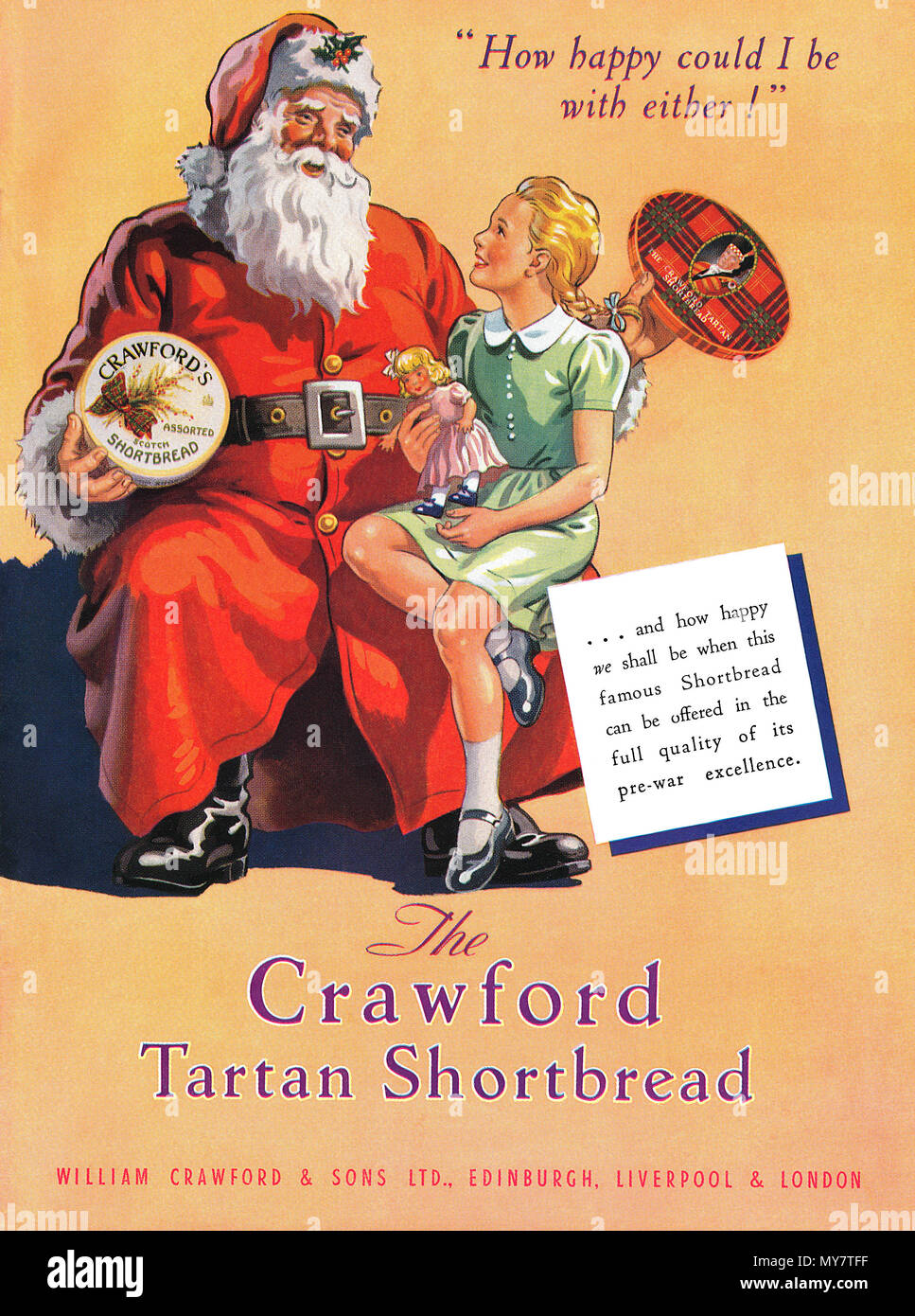1950 British Christmas advertisement for Crawford's shortbread biscuits ...