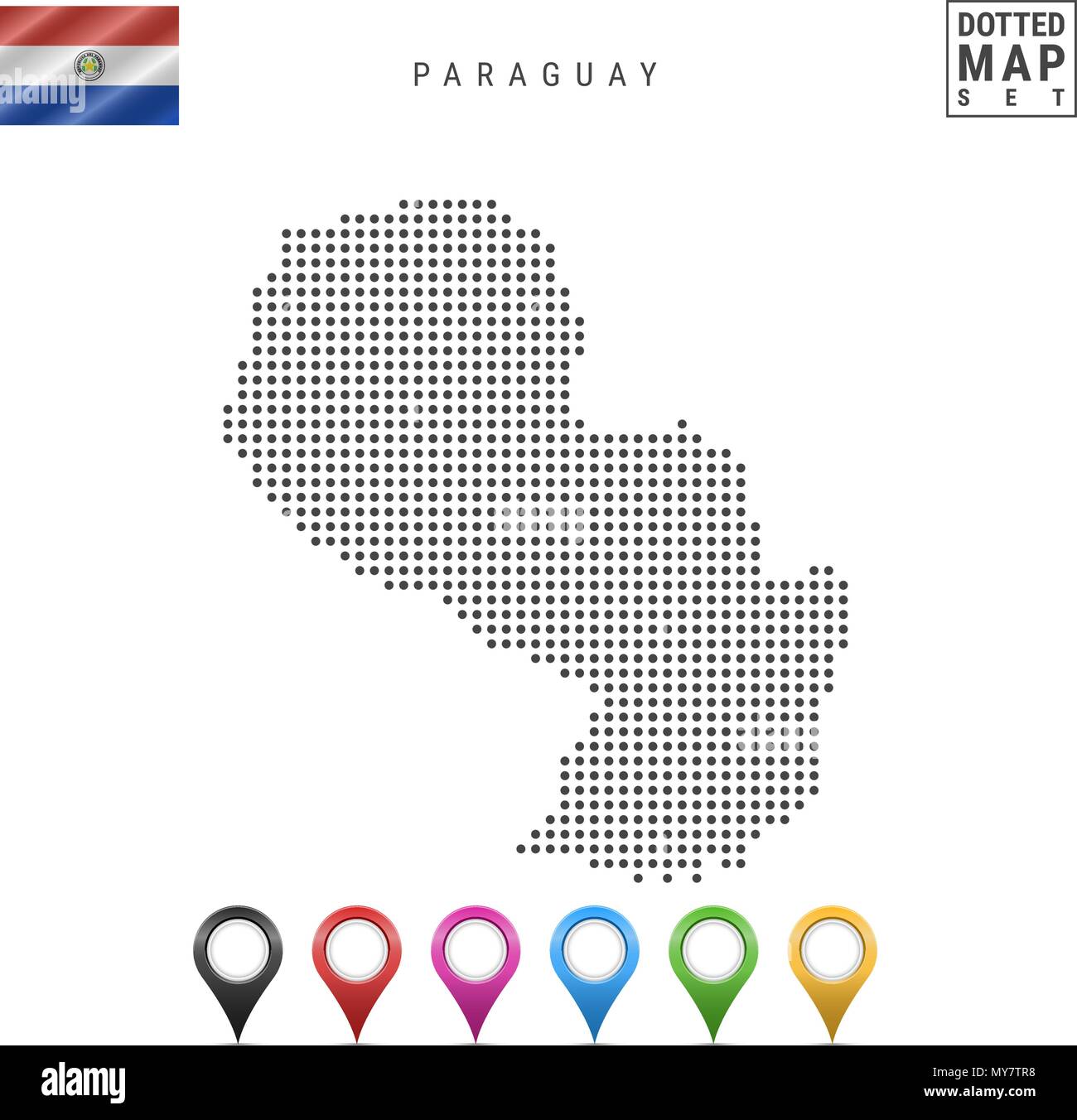 Vector Dotted Map of Paraguay. Simple Silhouette of Paraguay. National ...