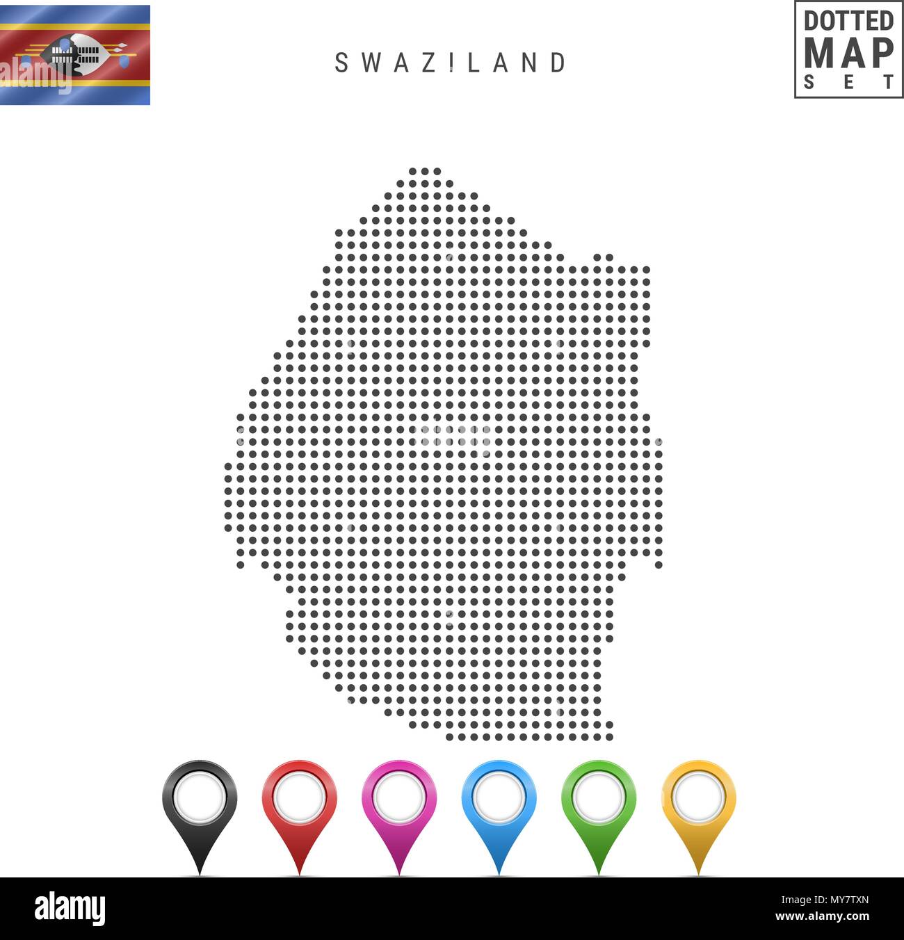 Vector Dotted Map of Swaziland. Simple Silhouette of Swaziland ...