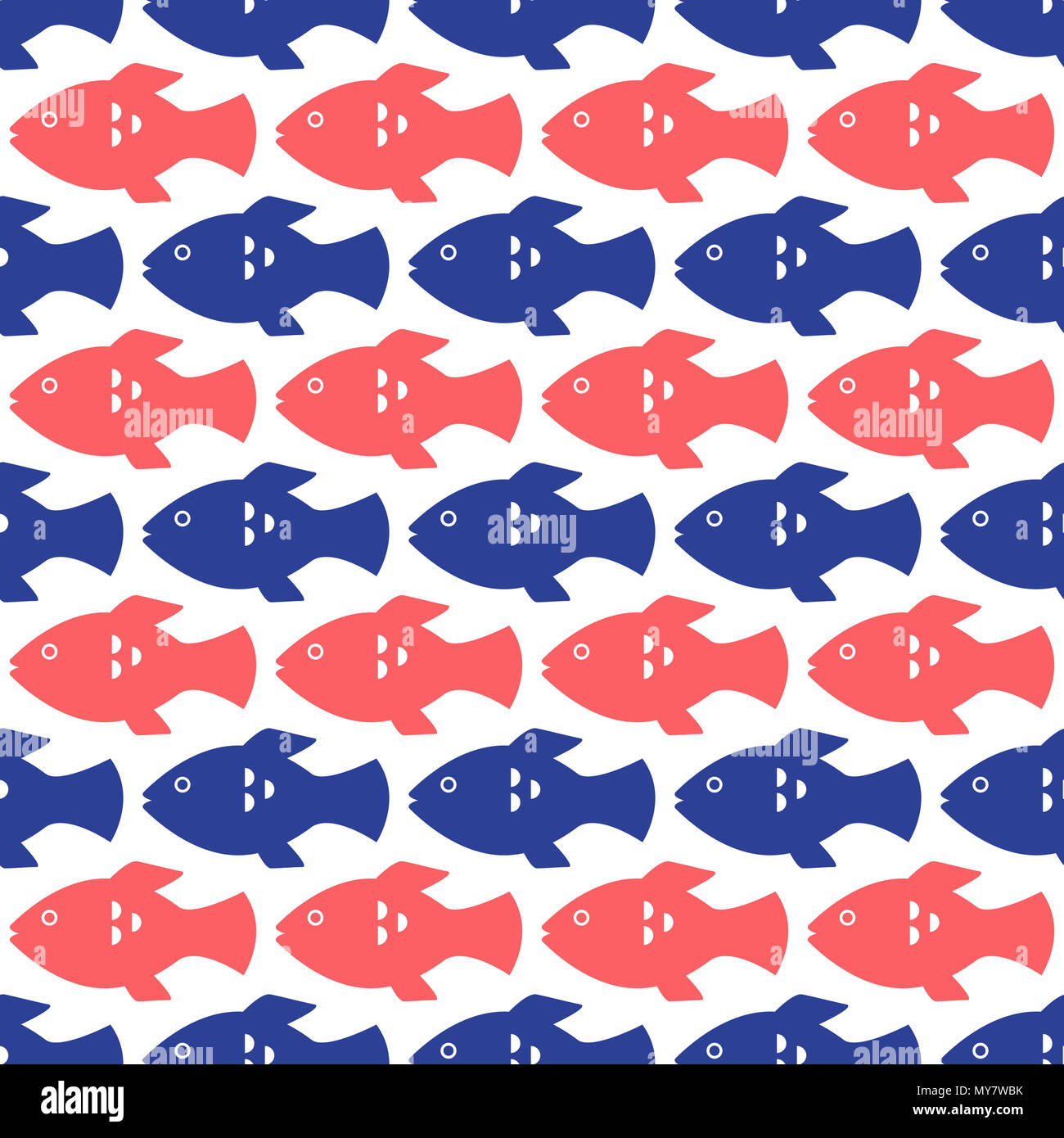 White seamless background with blue and red fish Stock Photo - Alamy