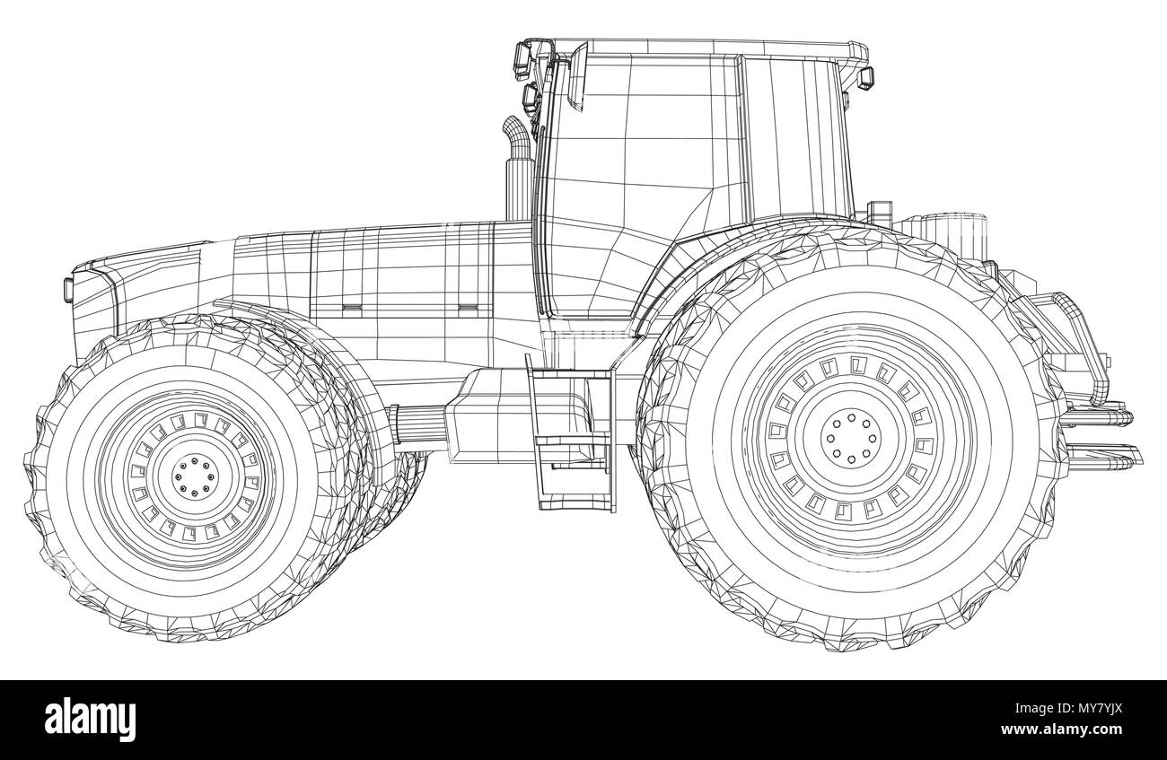 Tractor side view harvest Stock Vector Images - Alamy